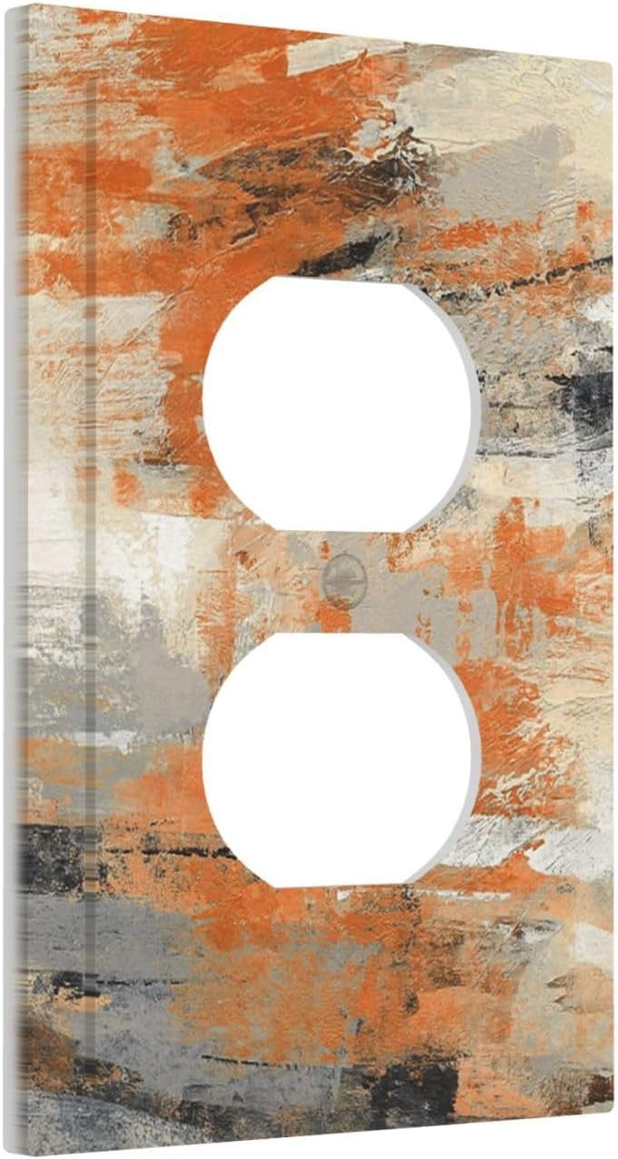 YJYASX-Teal Orange Abstract Modern Painting Outlet Covers 1 Gang Duplex ...
