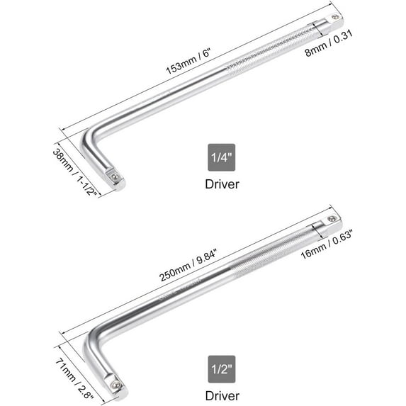 YJYCSAH-1/2" & 1/4" Drive Socket Breaker Set,L Shape Extension Bar Wrench,CR-V,2pcs - Walmart.com