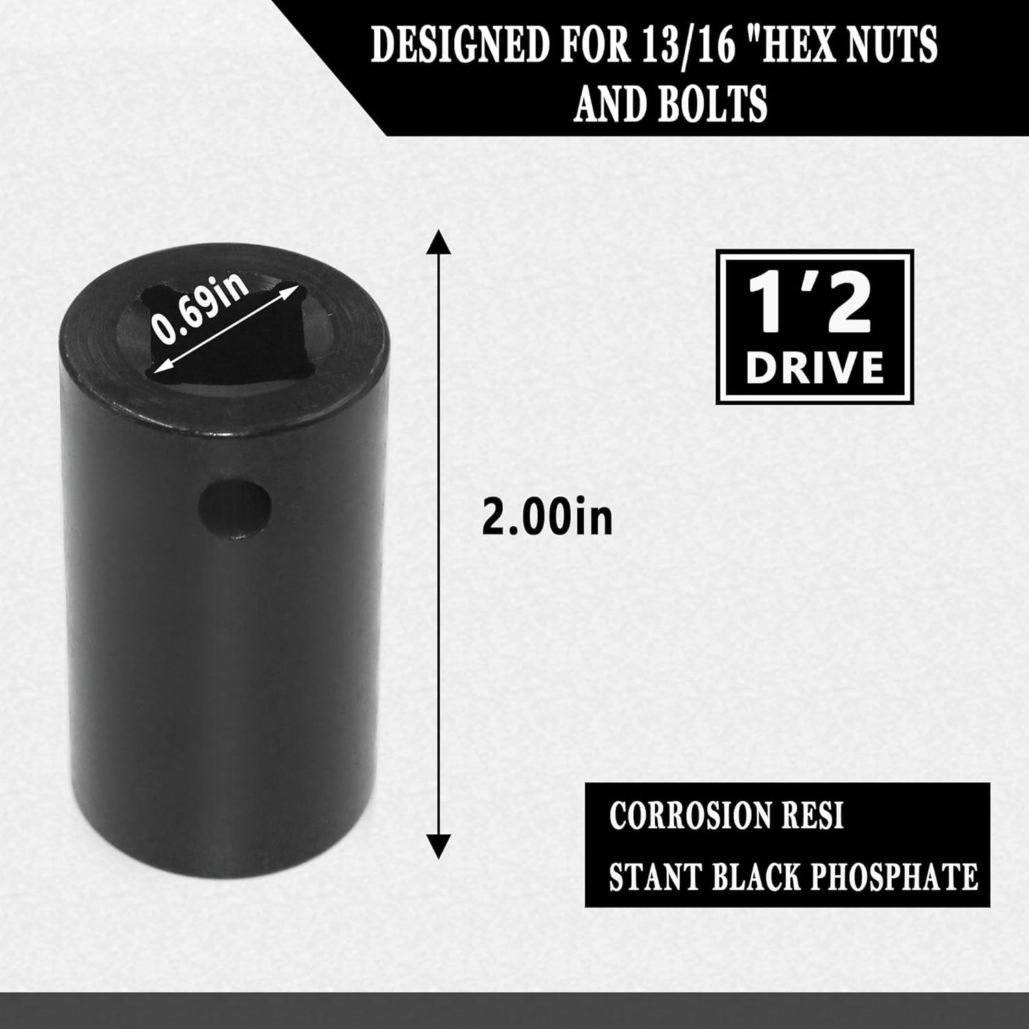 YJYCSAH-1/2-Inch Drive 13/16-Inch Penta Socket, 5 Point Impact Tool for ...