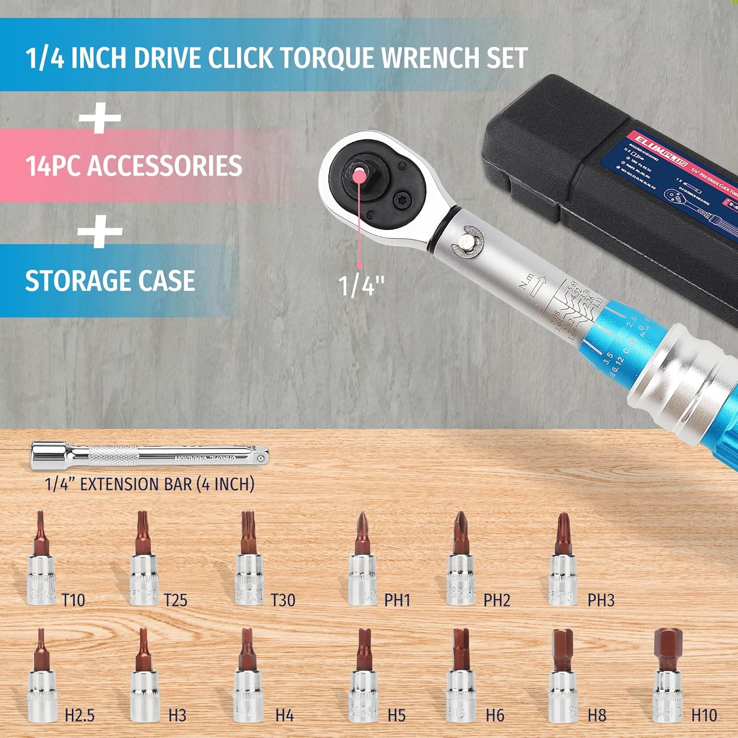 YJYCSAH-1/4 Torque Wrench Set 10-50 IN.LB (1-6NM) | Click Torque Wrench ...