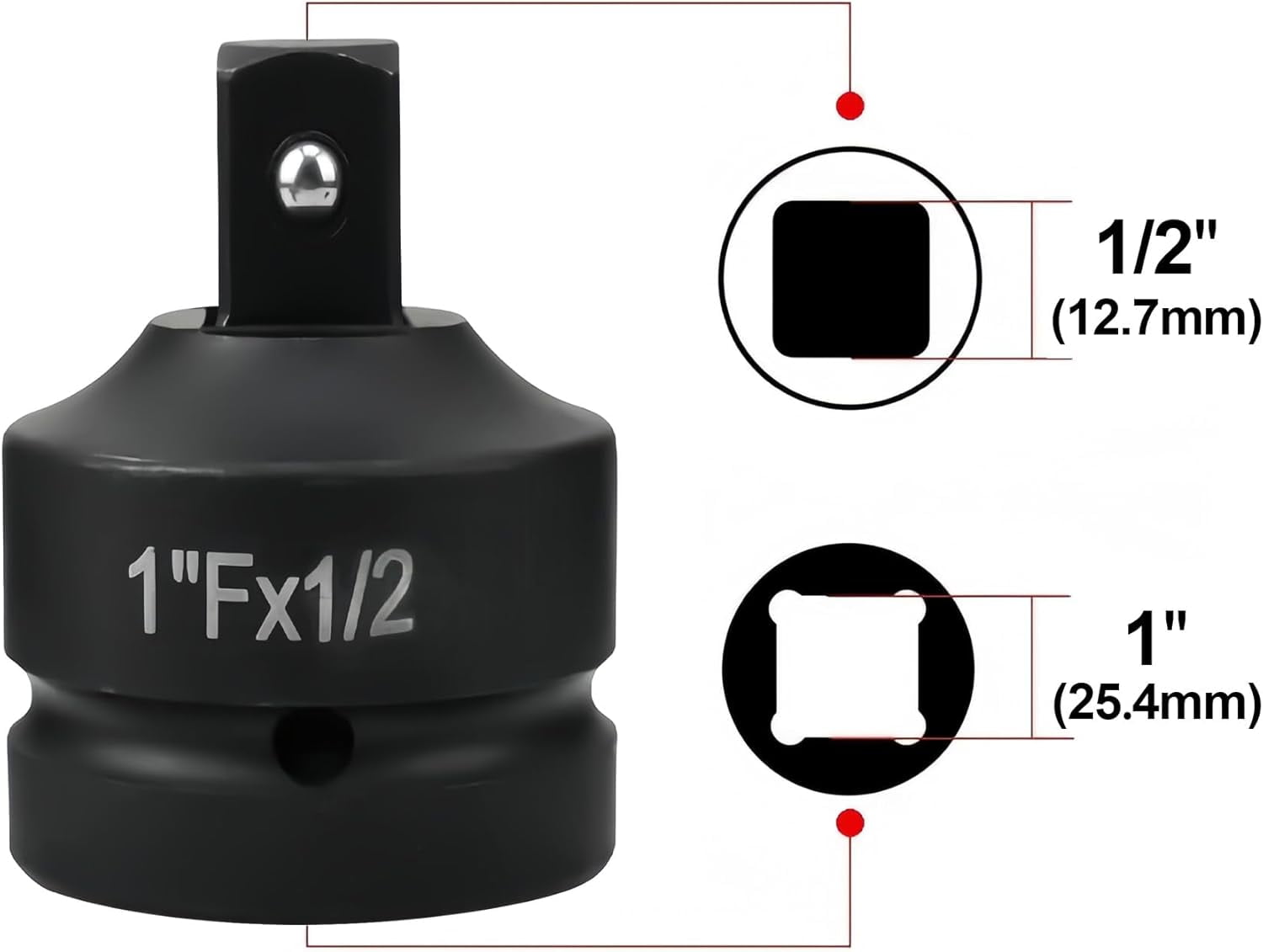 YJYCSAH-1" Drive (Female) x 1/2" (Male) Impact Socket Reducer, CR-MO ...