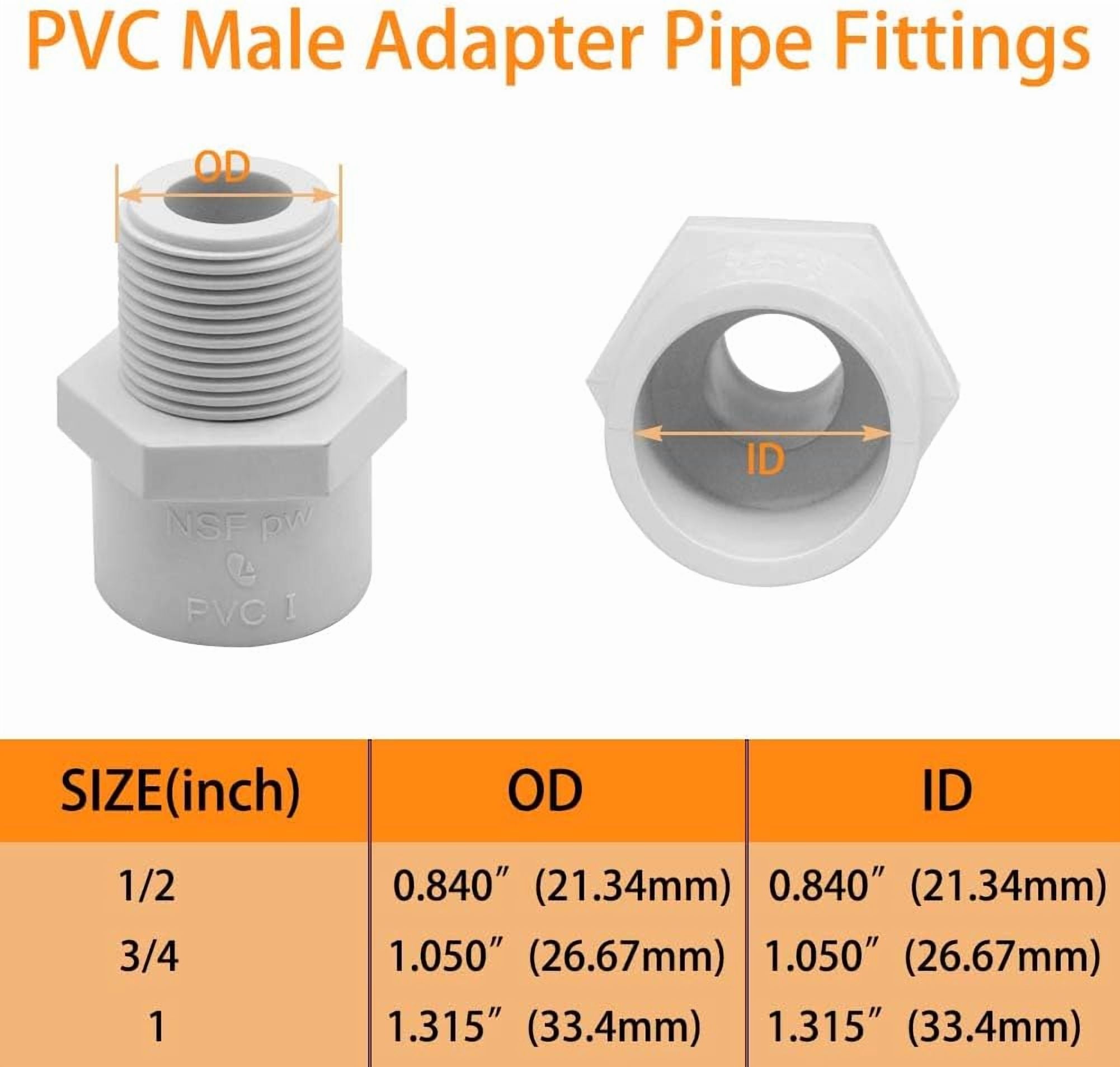 YJYCSAH-1 NPT Male Thread x Slip Socket PVC Pipe Fitting Adapter ...