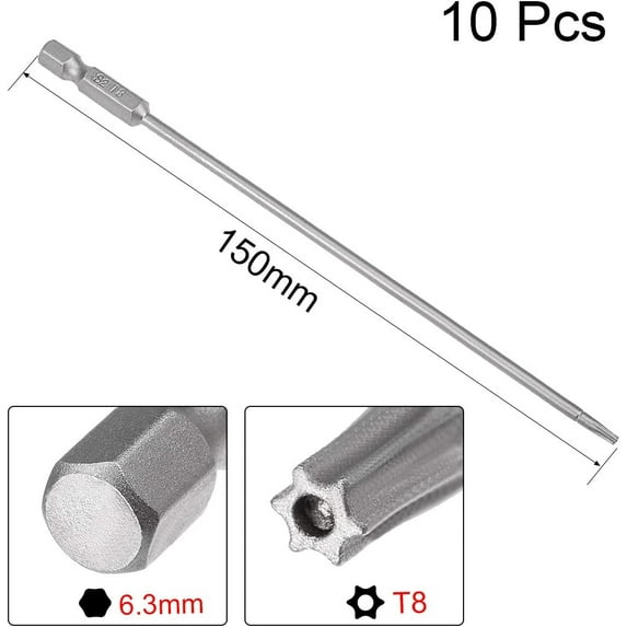 YJYCSAH-10 Pcs T8 Magnetic Torx Screwdriver Bits, 1/4 Inch Hex Shank 5. ...
