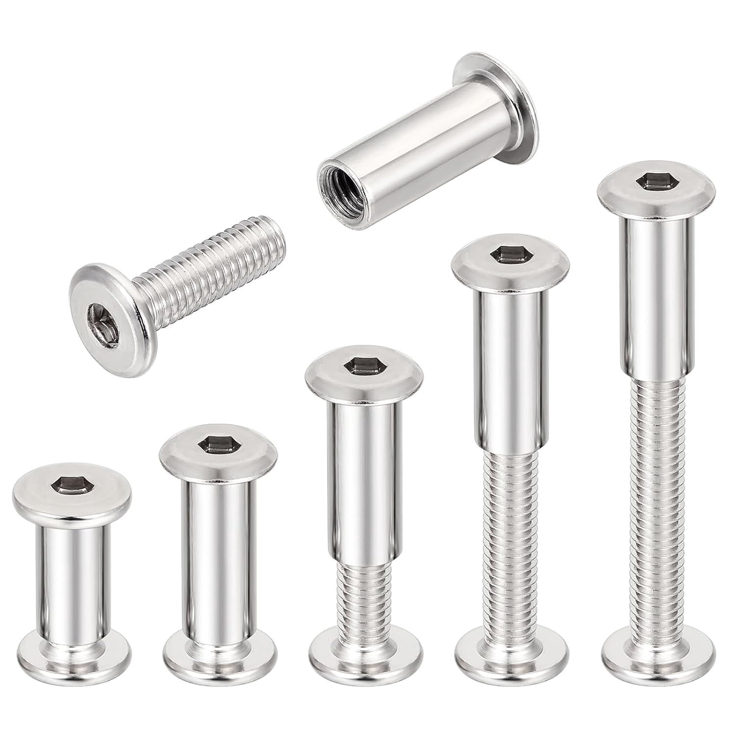 YJYCSAH-100 Sets Silver Hex Drive Socket Cap Metal Screws - M6x20mm ...