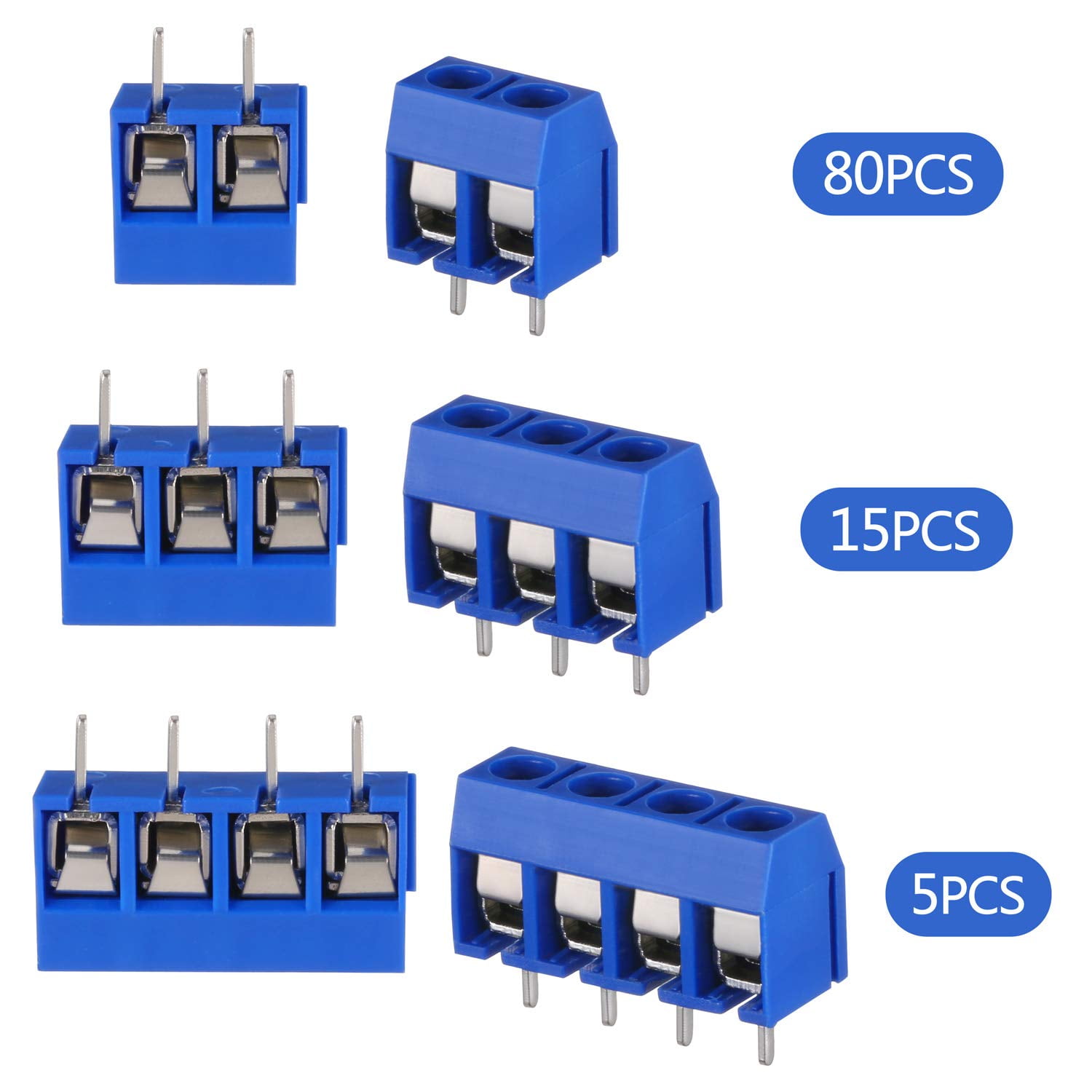 YJYCSAH-100PCS 2 Pin 3 Pin 4 Pin PCB Mount Screw Terminal Block ...