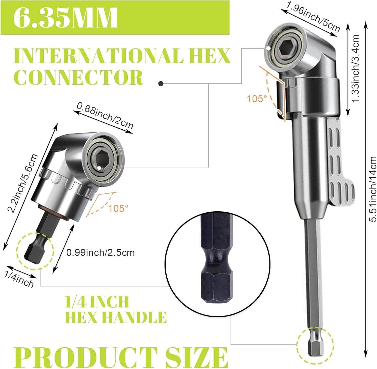YJYCSAH-105 Degree Right Angle Drill Adapter, 2025 New Right Angle Head ...