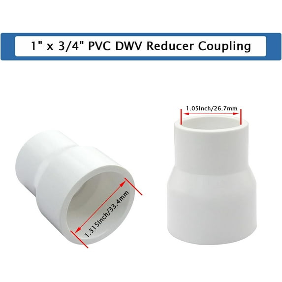 YJYCSAH-10PCS 1" x 3/4" PVC DWV Reducer Coupling Adapter (Socket x ...