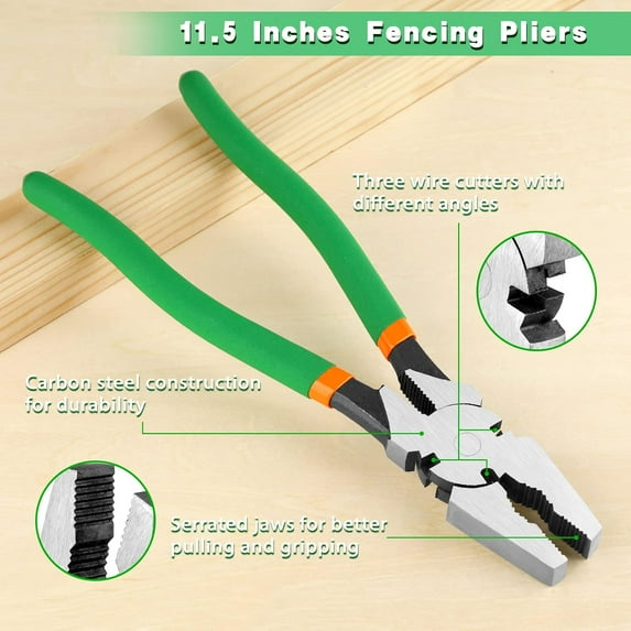 YJYCSAH-11.5 Inches Fencing Pliers With Wire Cutters - Heavy-Duty Multi ...