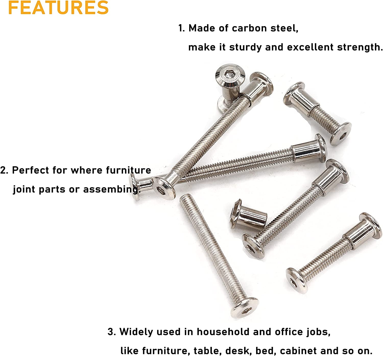 YJYCSAH-114 Pieces M6 Rivet Countersunk Hex Socket Cap Bolts and Hex ...