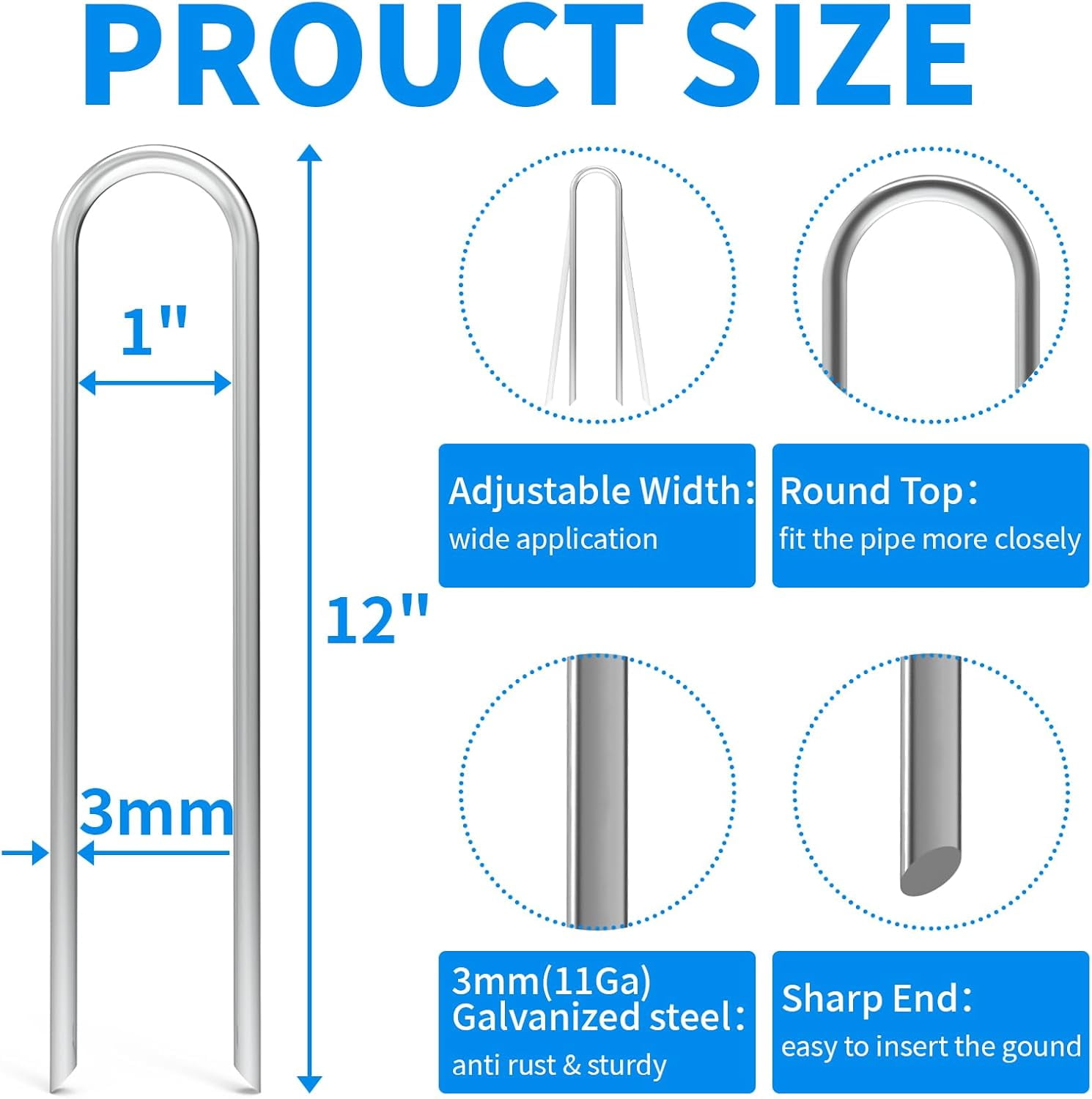 YJYCSAH-12 Pack 12 Inch Garden Stakes Heavy Duty 11 Gauge Galvanized ...