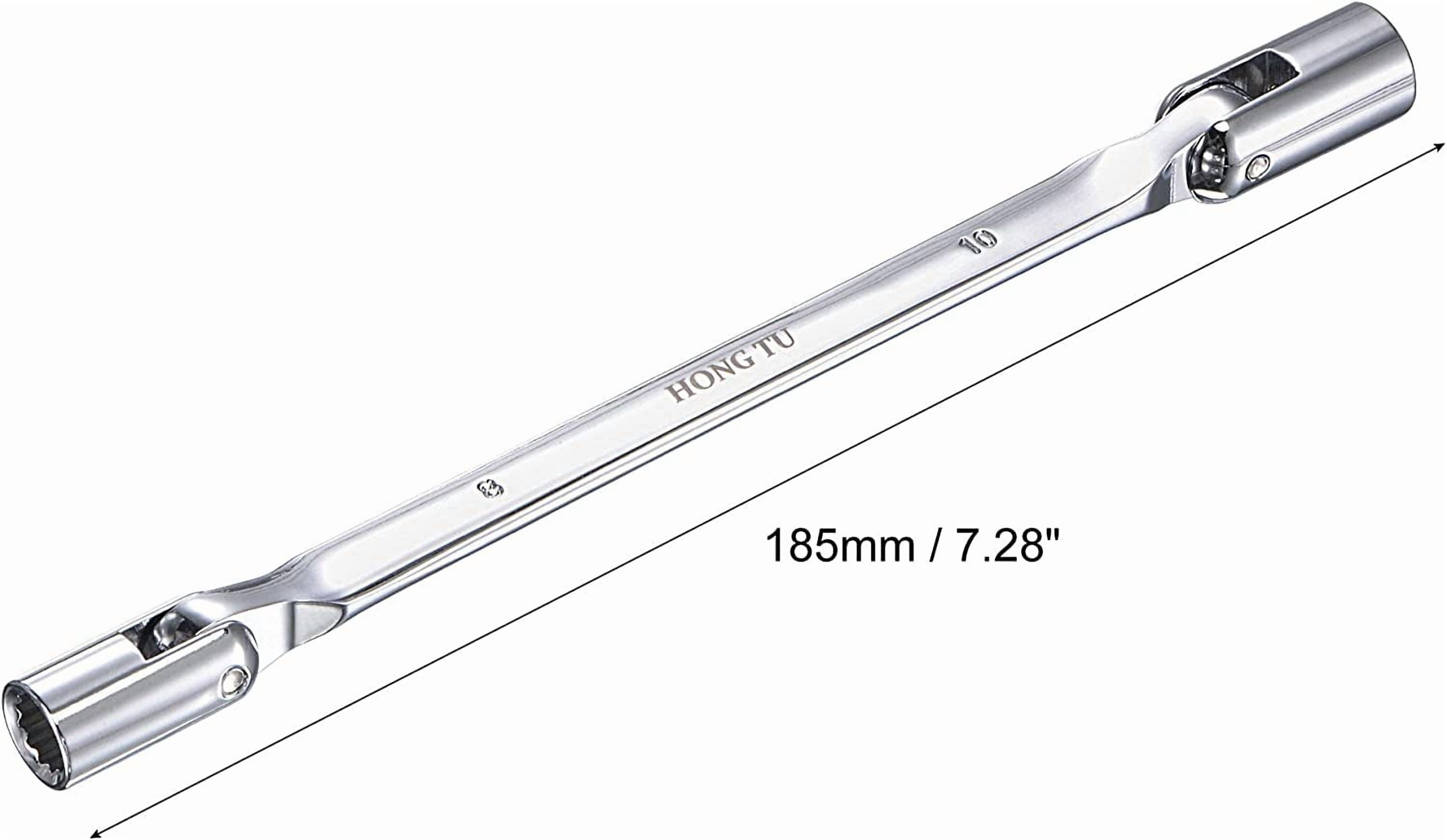 YJYCSAH-12 Point Flexible Head Socket Wrench, 8mm x 10mm Metric Double Swivel Box End, CR-V 180 ...