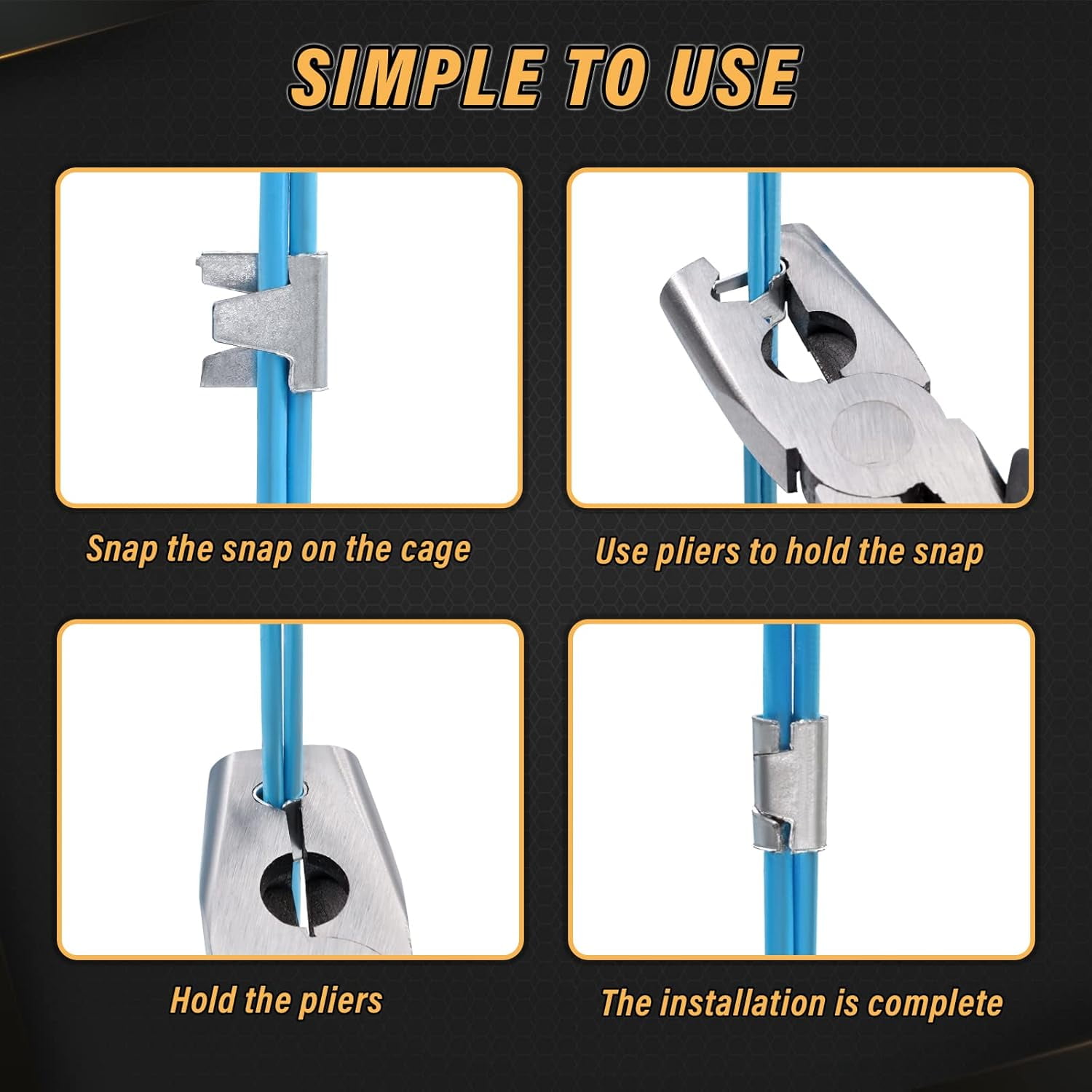 YJYCSAH-1200pcs Wire Cage Clips with Hog Ring Pliers Fencing Plier Snap ...