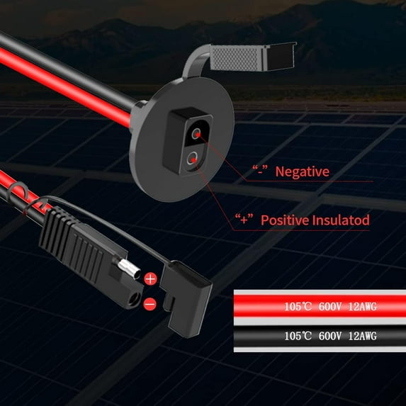 YJYCSAH-12AWG SAE Socket Sidewall Port to SAE Connector Extension Cable ...