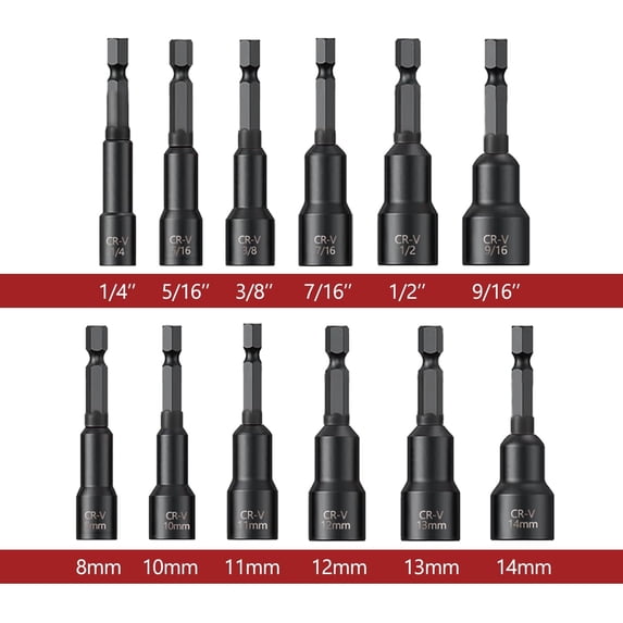 YJYCSAH-12Pcs Magnetic Nut Driver Set,Impact Power Hex Nut Driver Drill ...