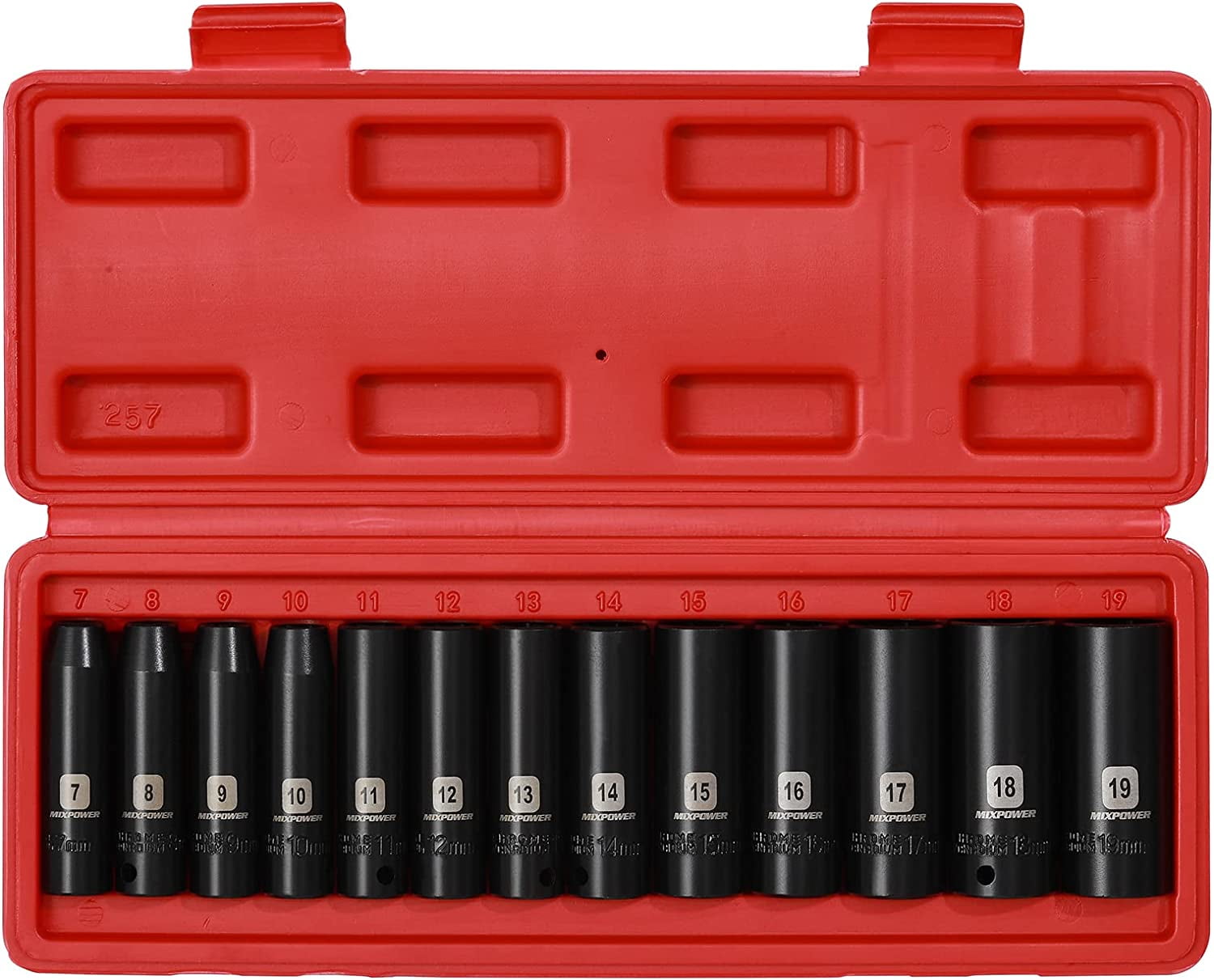 YJYCSAH-13 Pieces 3/8-Inch Drive Deep Impact Socket Set, 7mm to 19mm ...
