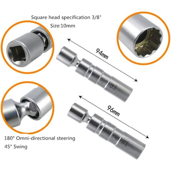 YJYCSAH-14MM & 16MM Swivel Extension Spark Plug Socket Thin Wall ...