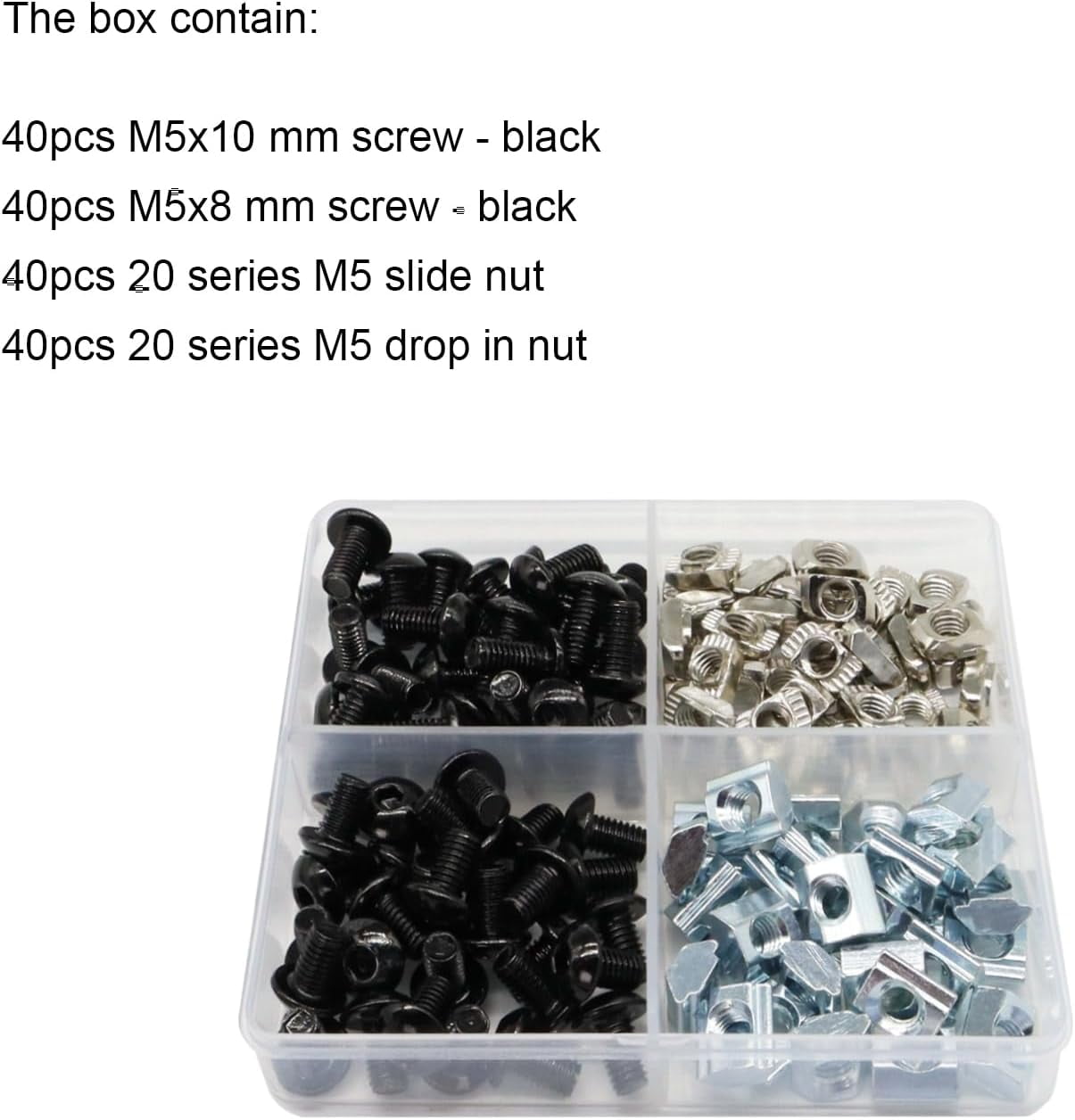 YJYCSAH-160Pcs 2020 Aluminum Extrusion Profile M5 T Slot Nuts and Bolts ...