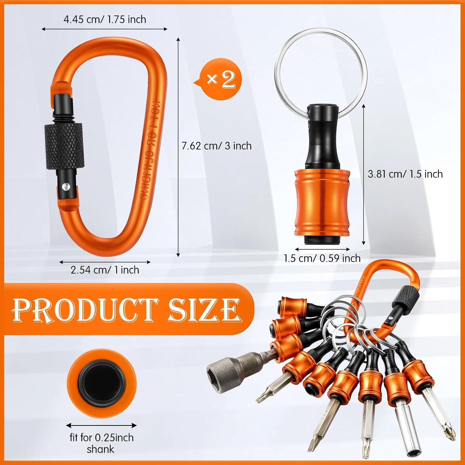 YJYCSAH-18 Pcs Drill Bit Holder Keychains, 3 Pcs 1/4 3/8 1/2 Socket Hex ...