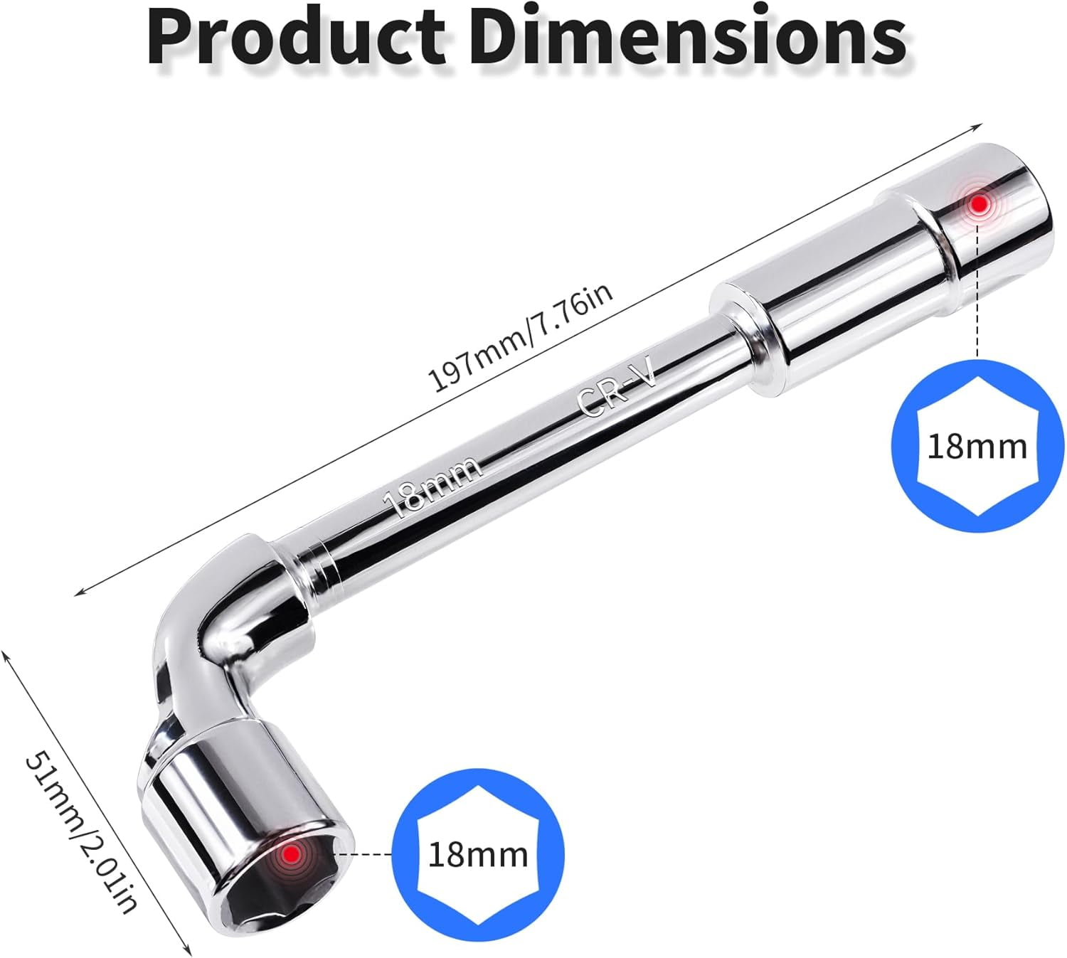 YJYCSAH-18mm Metric L Hex Socket WrenchElbow Double-Head Casing Angled ...