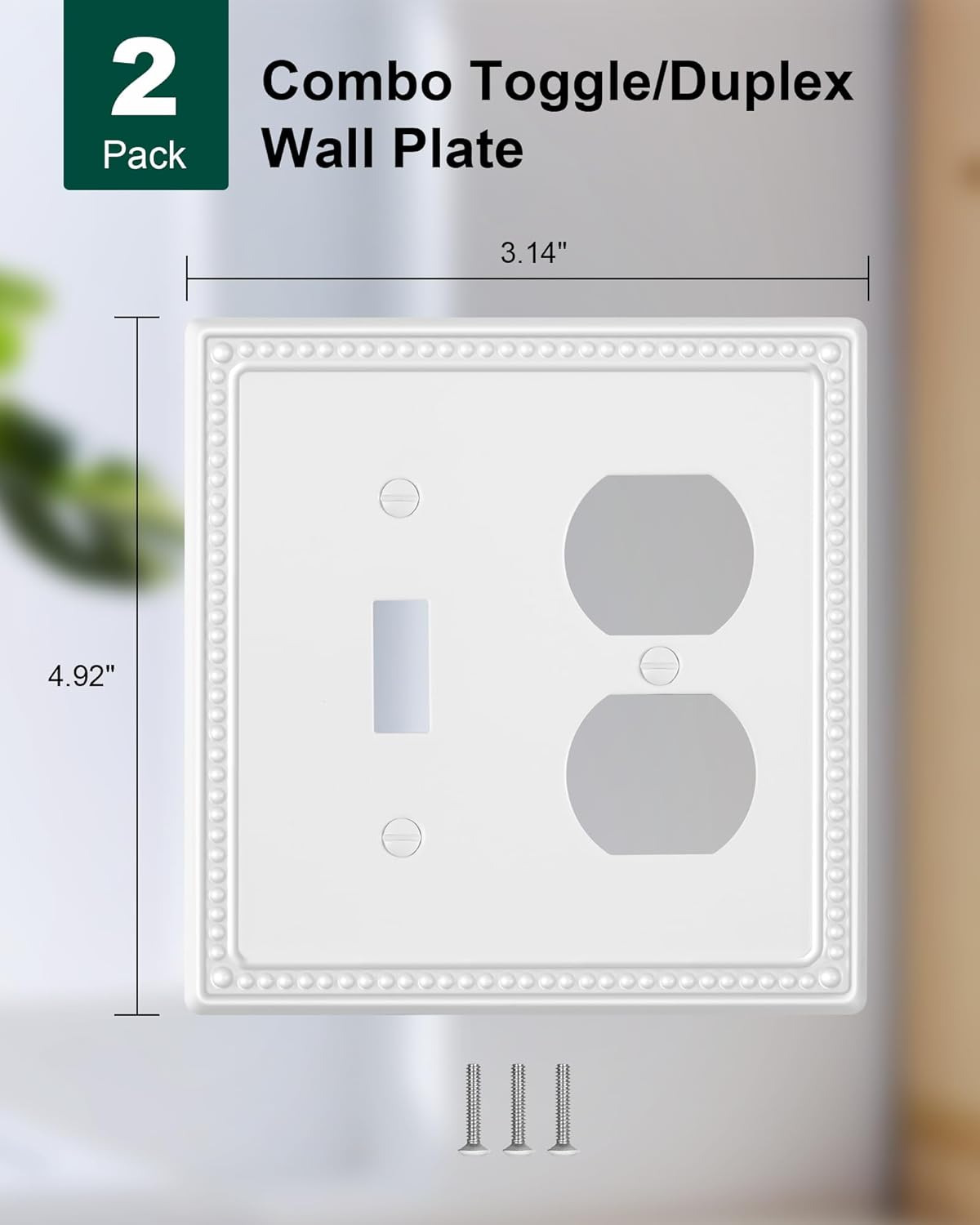 YJYCSAH-2-Pack Combo Toggle/Duplex Light Switch Cover Plate, Pure White ...