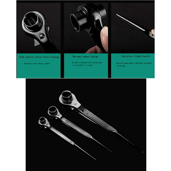 YJYCSAH-2-Pack Hexagon Scaffold Quick Wrench, 17mm/19mm Ratchet Spanner ...