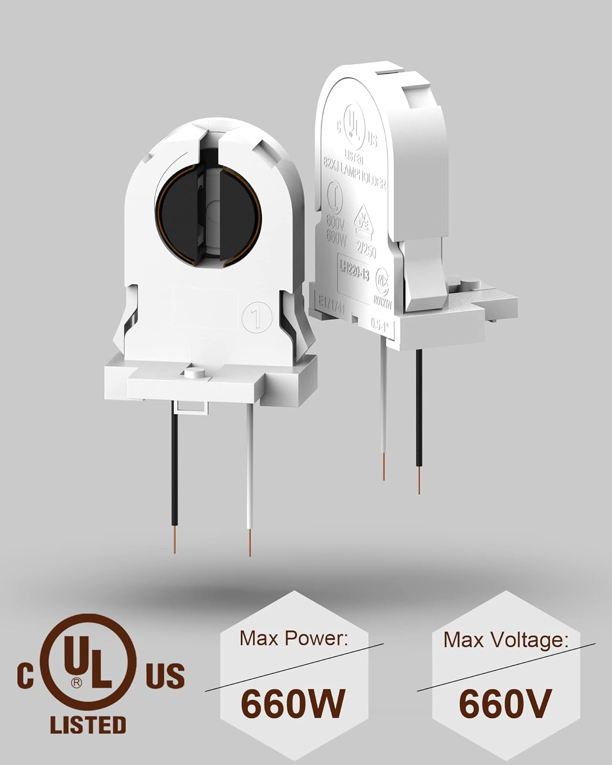 YJYCSAH-20-Pack Screw Type T8 Lamp Holder with Wires UL Non-shunted ...