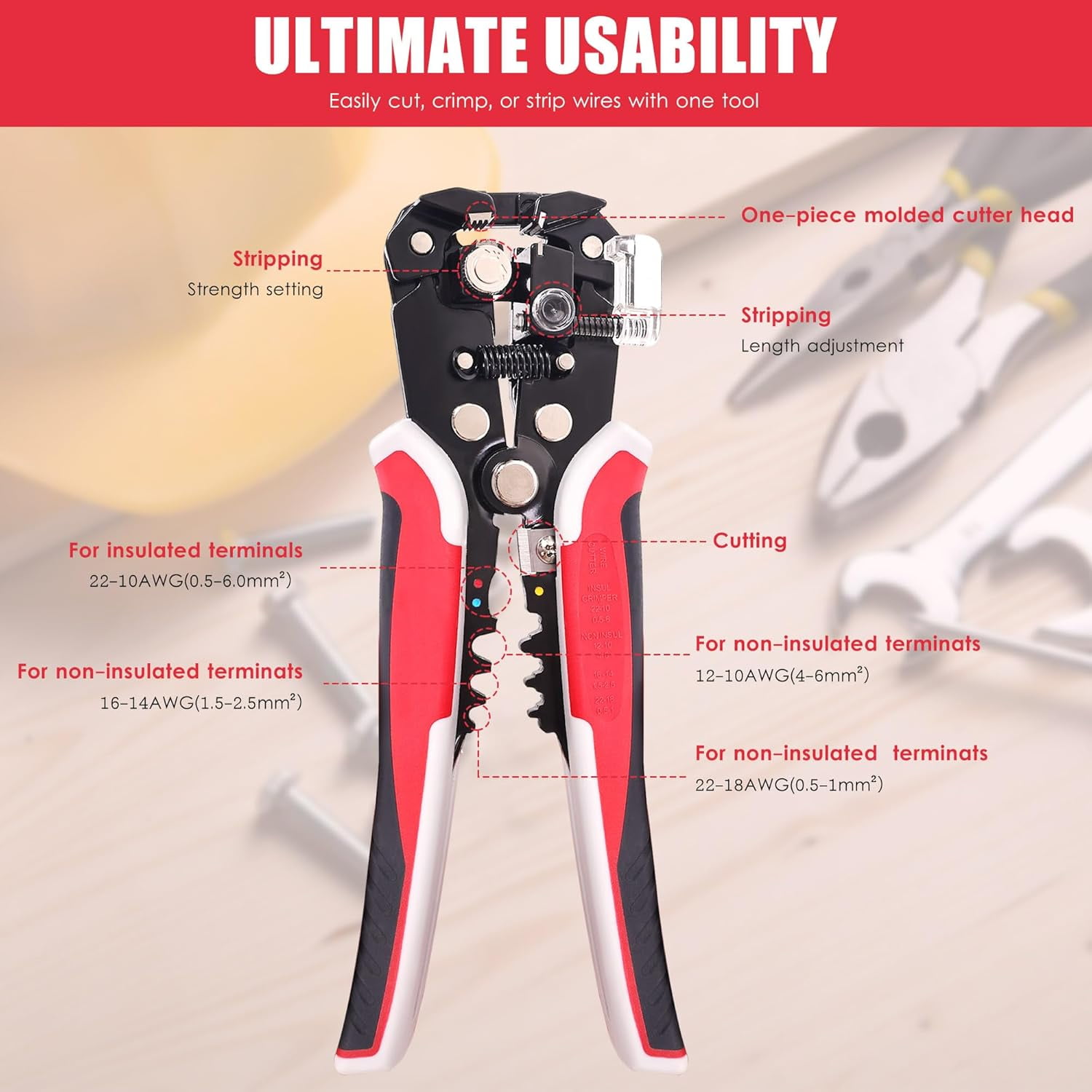 YJYCSAH-201PCS Wire Stripper Tool Kit,Self-Adjusting 8" Automatic Wire ...
