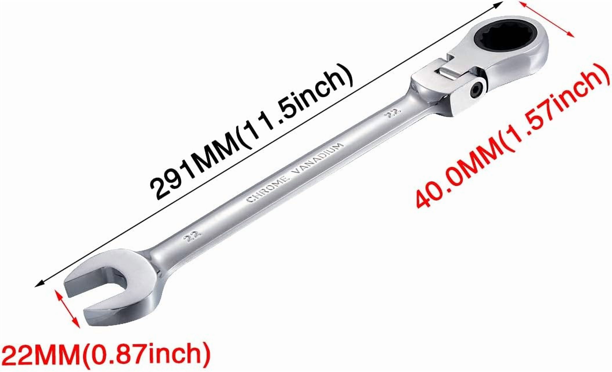 YJYCSAH-22mm Ratcheting Wrench Set Flexible Pivoting Head Ratchet ...