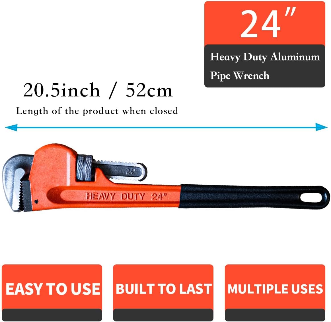 YJYCSAH-24-Inch Heavy Duty Pipe Wrench, Adjustable Plumbing Wrench ...