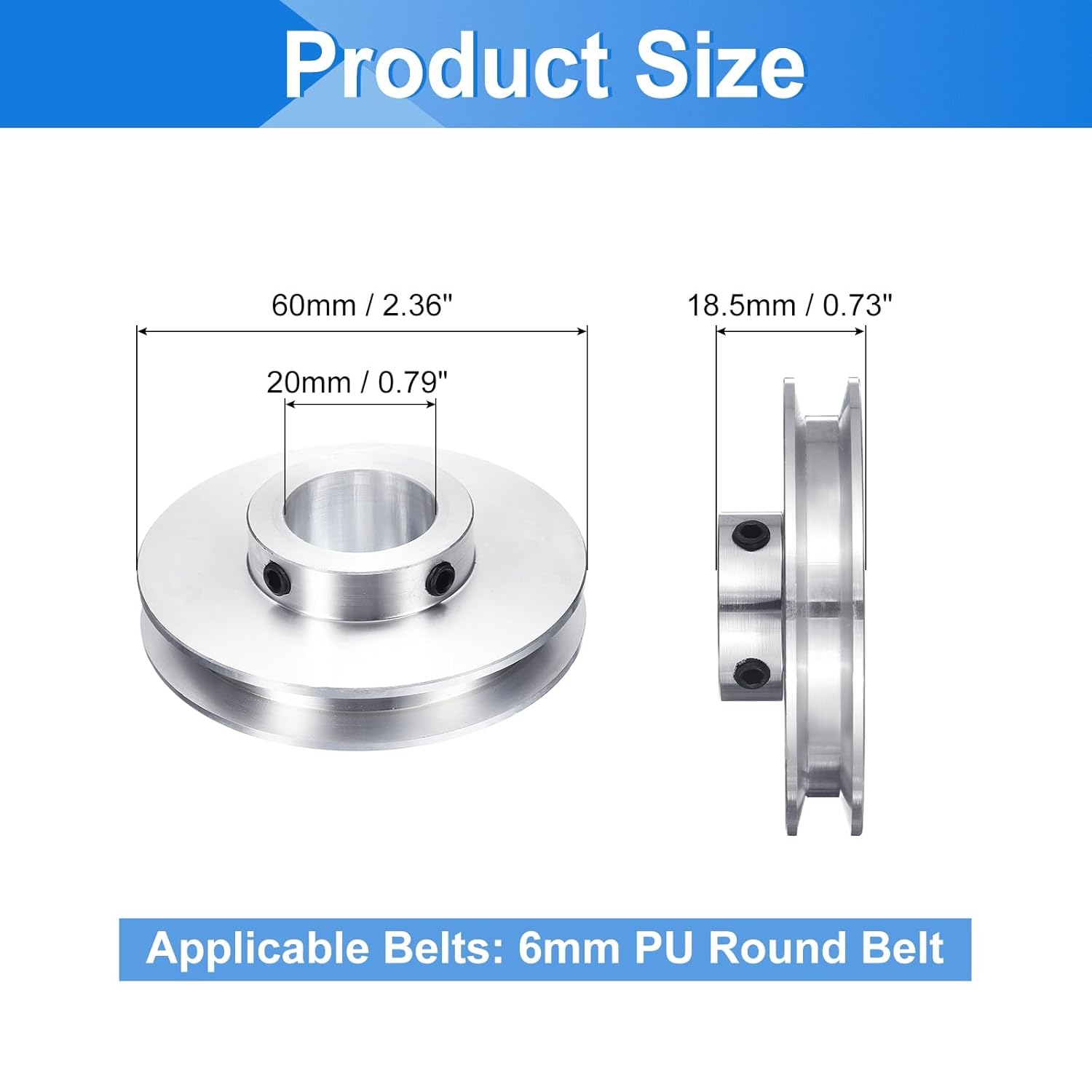 YJYCSAH-2Pcs Single Groove Pulley, 20mm Fixed Bore 60mm Outer Diameter ...