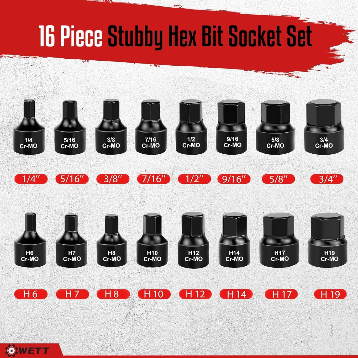 YJYCSAH-3/8-Inch Drive Low Profile Impact Hex Driver Set, 16-Piece ...