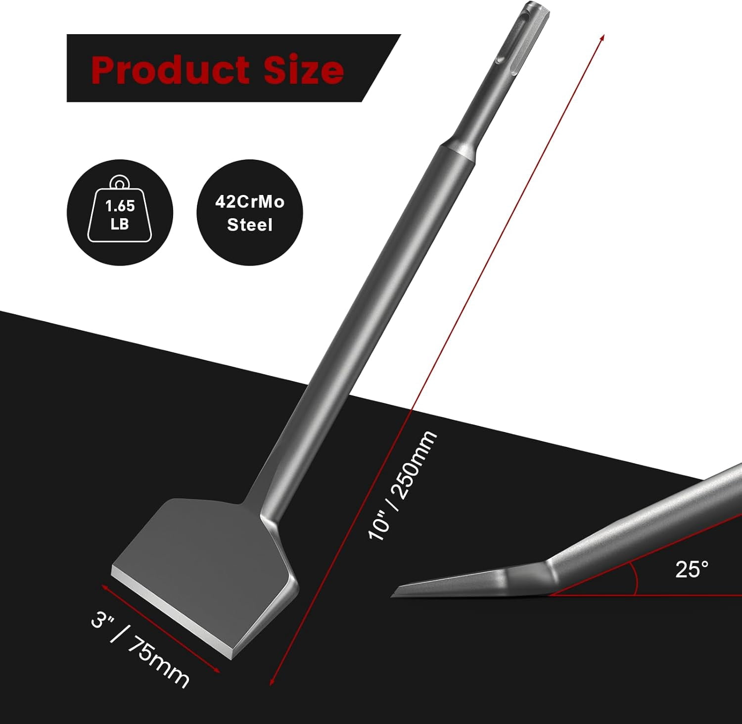 YJYCSAH-3 Inch SDS Plus Chisel, TOOVEM 3 x10 Inch Wide Cranked Angled ...
