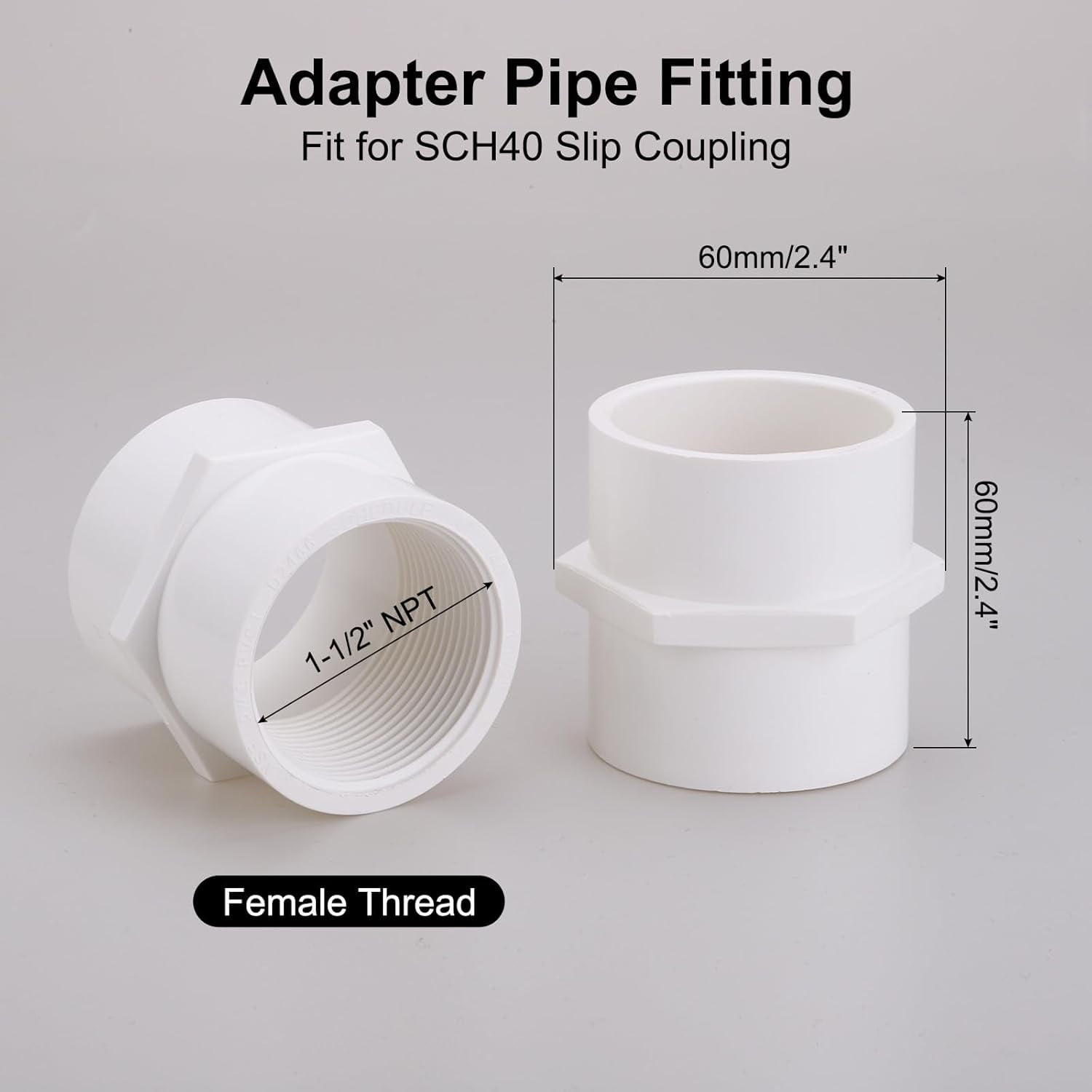 YJYCSAH-3 Pcs 1-1/2" PVC Female Adapter Pipe Fitting Fit for SCH40 Slip ...