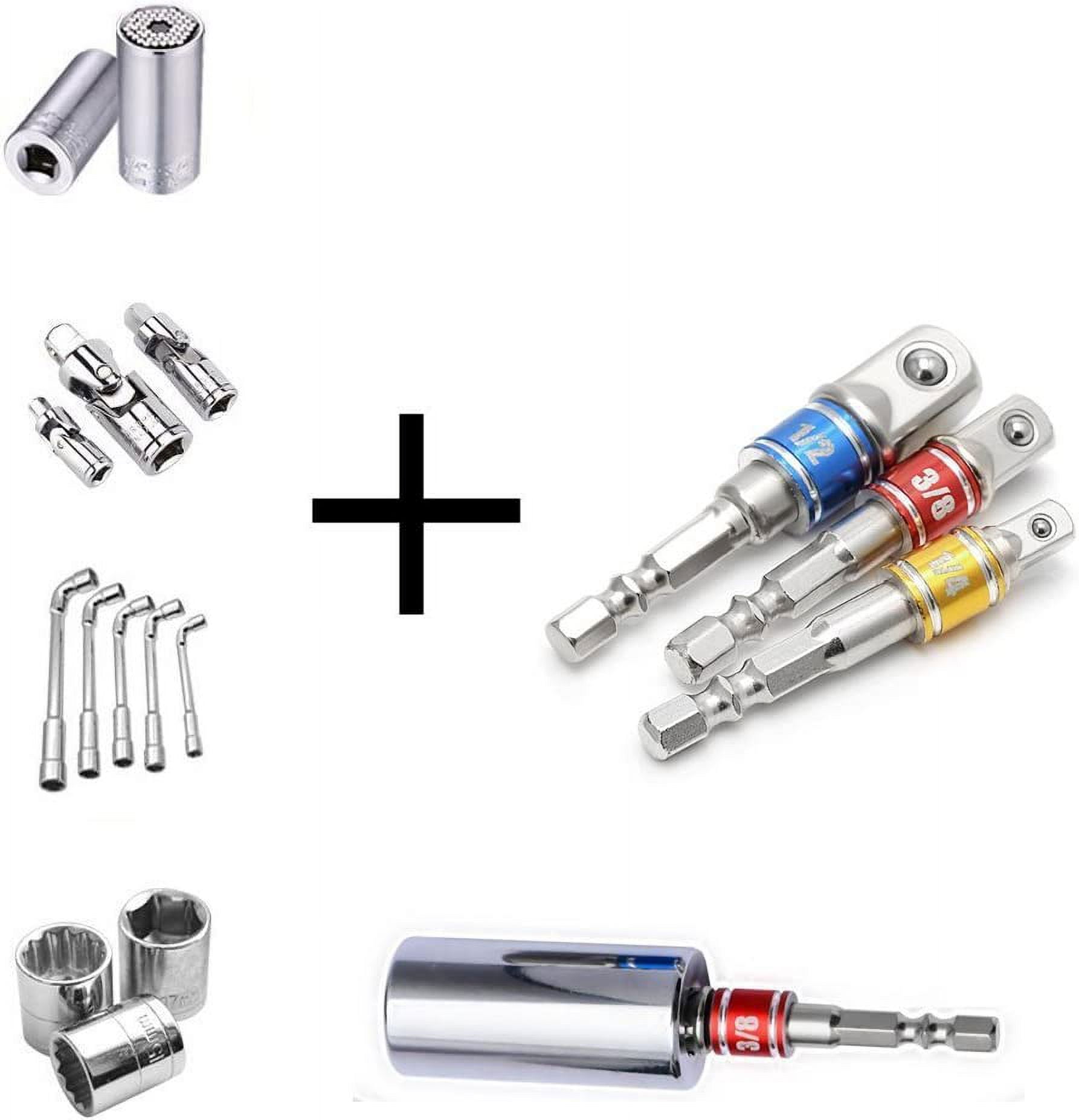 YJYCSAH-3-Piece Socket Adapter Extension Set, 1/4, 3/8, 1/2 Inch Hex ...