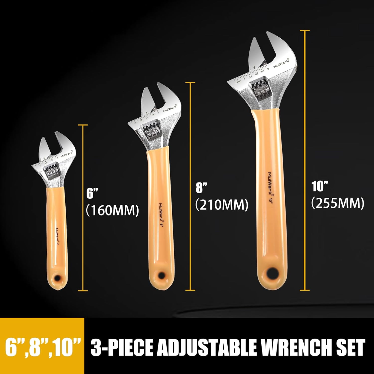 YJYCSAH-3-piece Adjustable Wrench Sets, 10/8/6 Inch Cr-V Steel Wrench ...