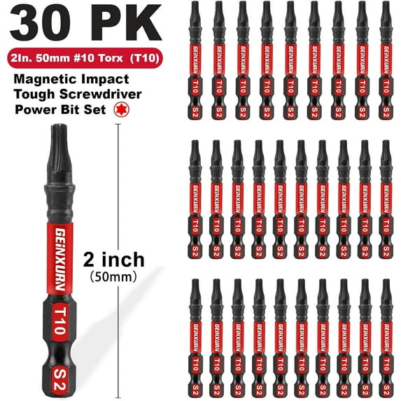 YJYCSAH-30 Pieces T10 Impact Tough Magnetic Screwdriver Bit Set, 2 In ...
