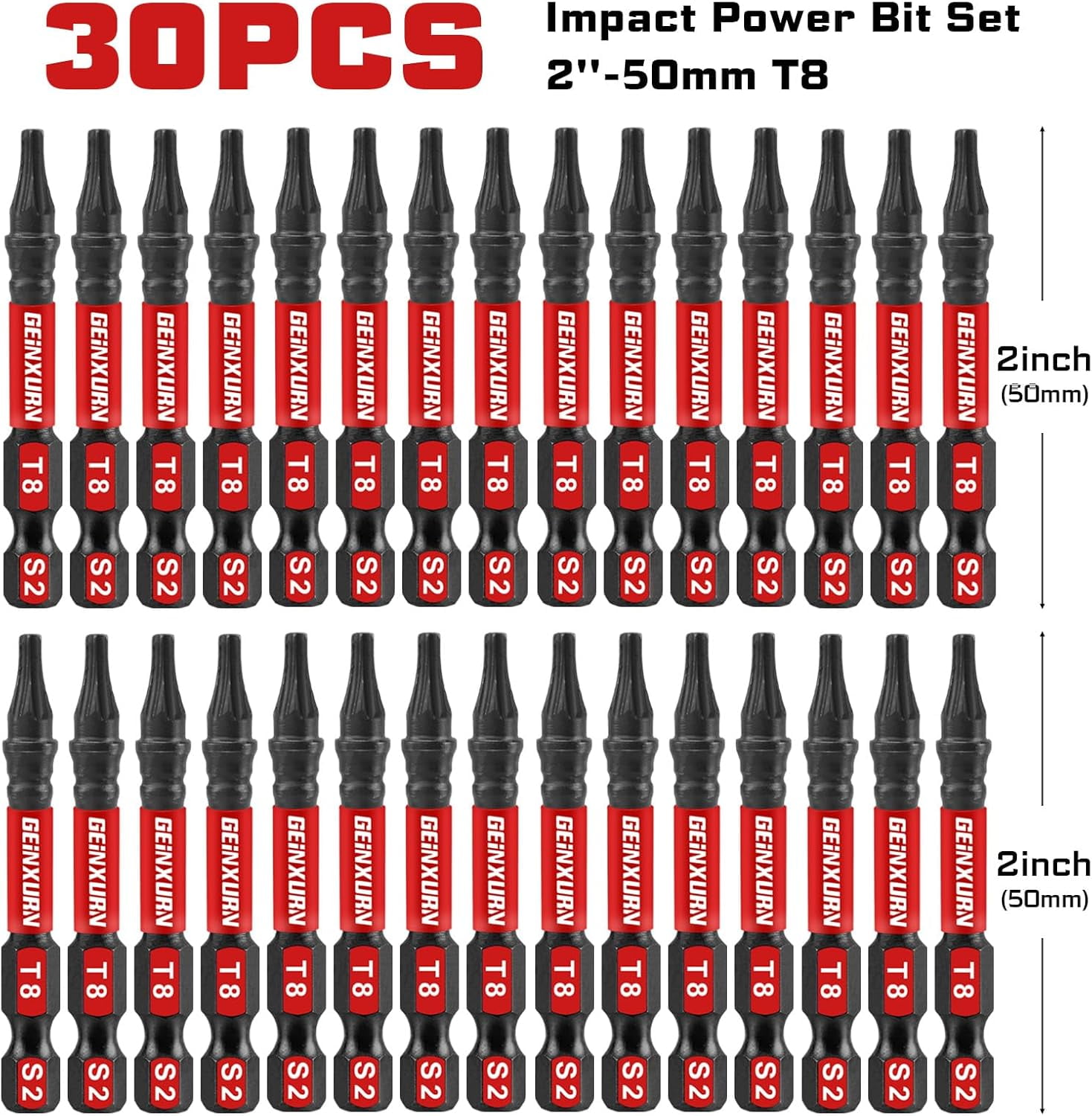 YJYCSAH-30 Pieces T8 Impact Tough Magnetic Screwdriver Bit Set, 2 In ...