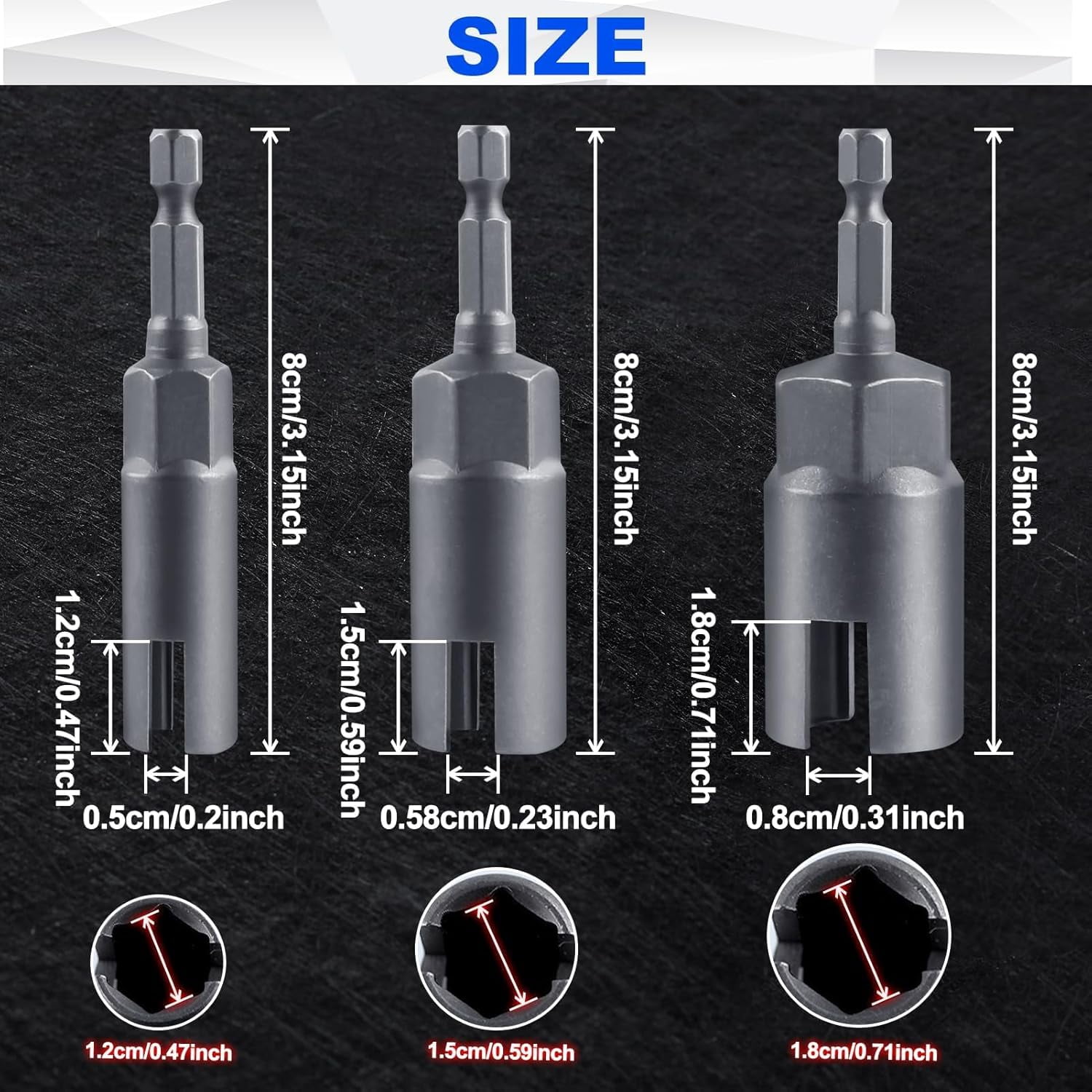 YJYCSAH-3PCS Power Wing Nut Driver Set 12/15/18mm 1/4" Hex Shank Nut ...