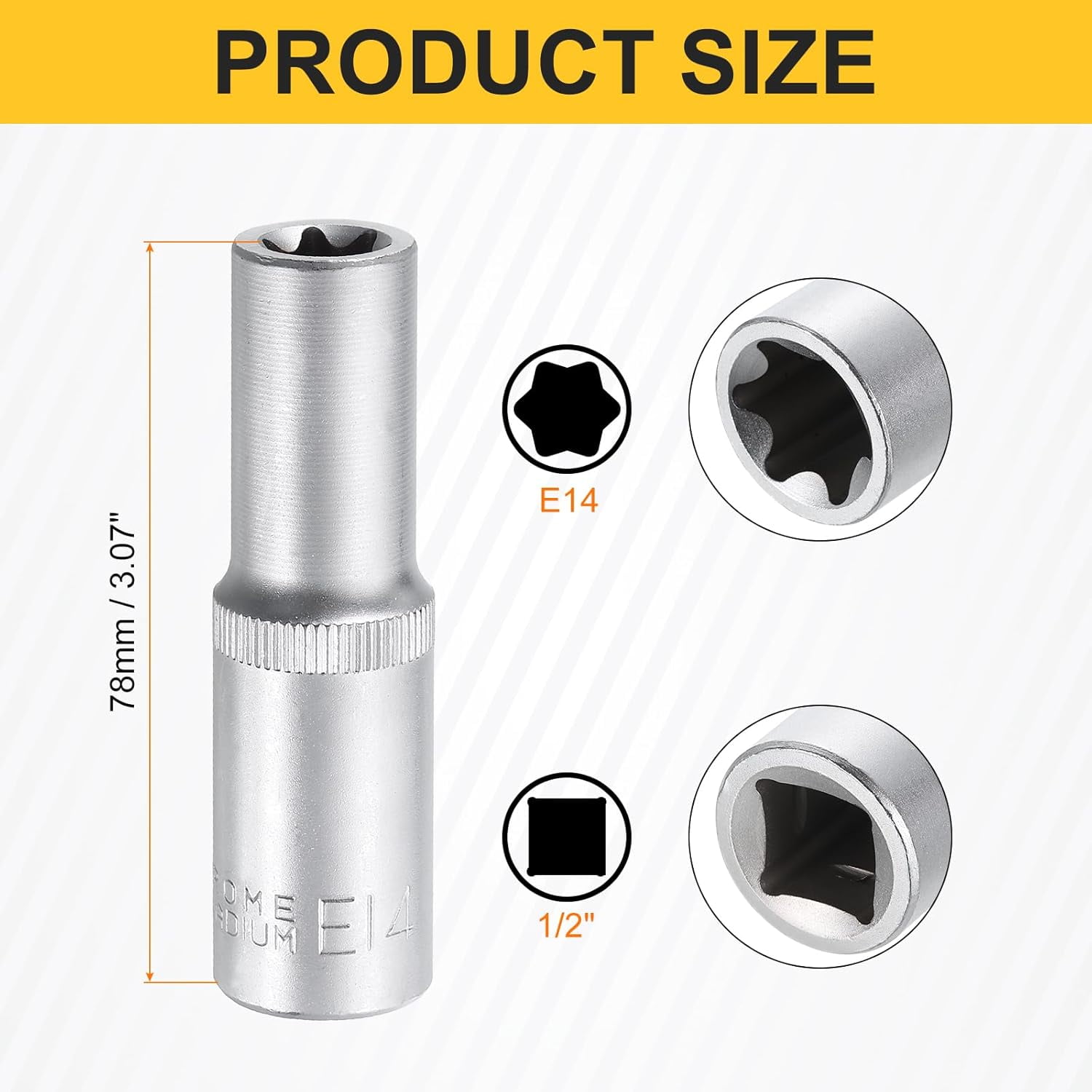 YJYCSAH-3pcs E-Torx Socket 1/2" Drive E14 External Torx Deep Socket CR ...