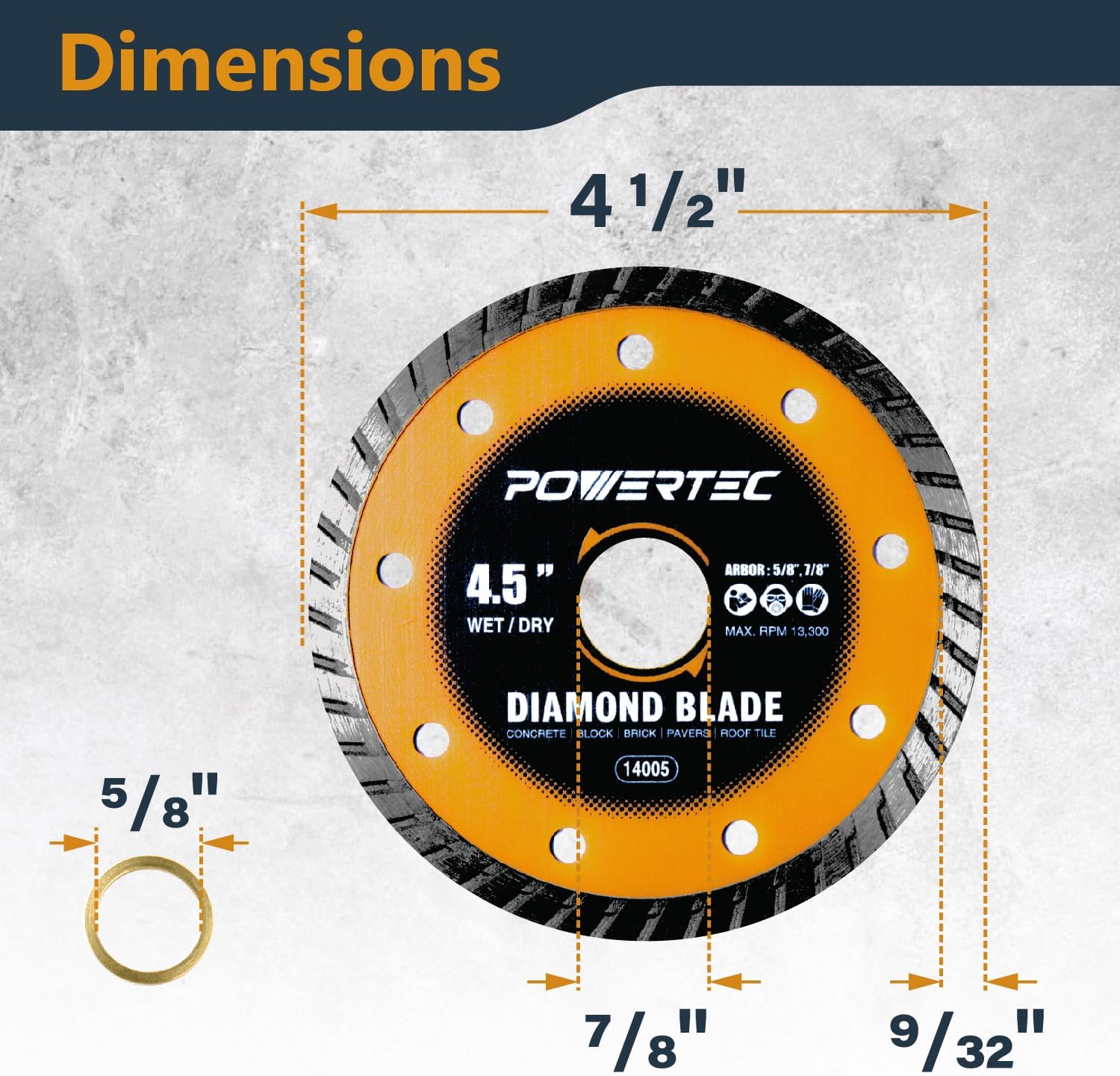 YJYCSAH-4-1/2" Turbo Diamond Saw Blade for Angle Grinder, Diamond Blade ...