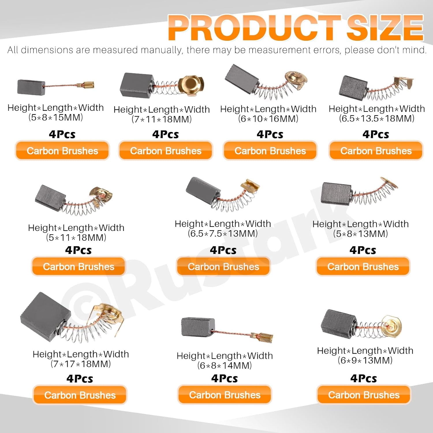 YJYCSAH-40Pcs 10 Different Sizes Electric Motor Carbon Brushes Set ...