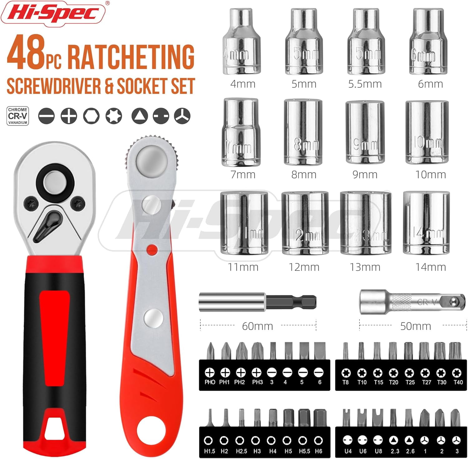YJYCSAH-48pc Ratcheting Screwdriver & Socket Set, 1/4" Drive Mini Bit ...