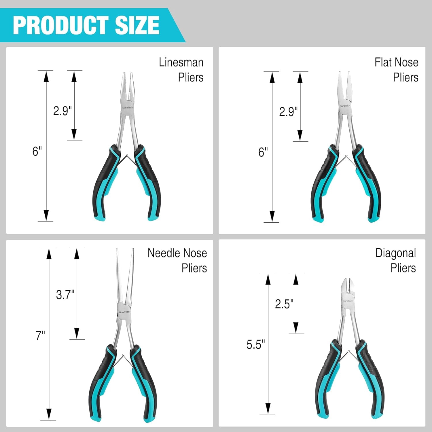 YJYCSAH-4PCS Long Reach Pliers Set with Pouch - Needle Nose, Diagonal ...