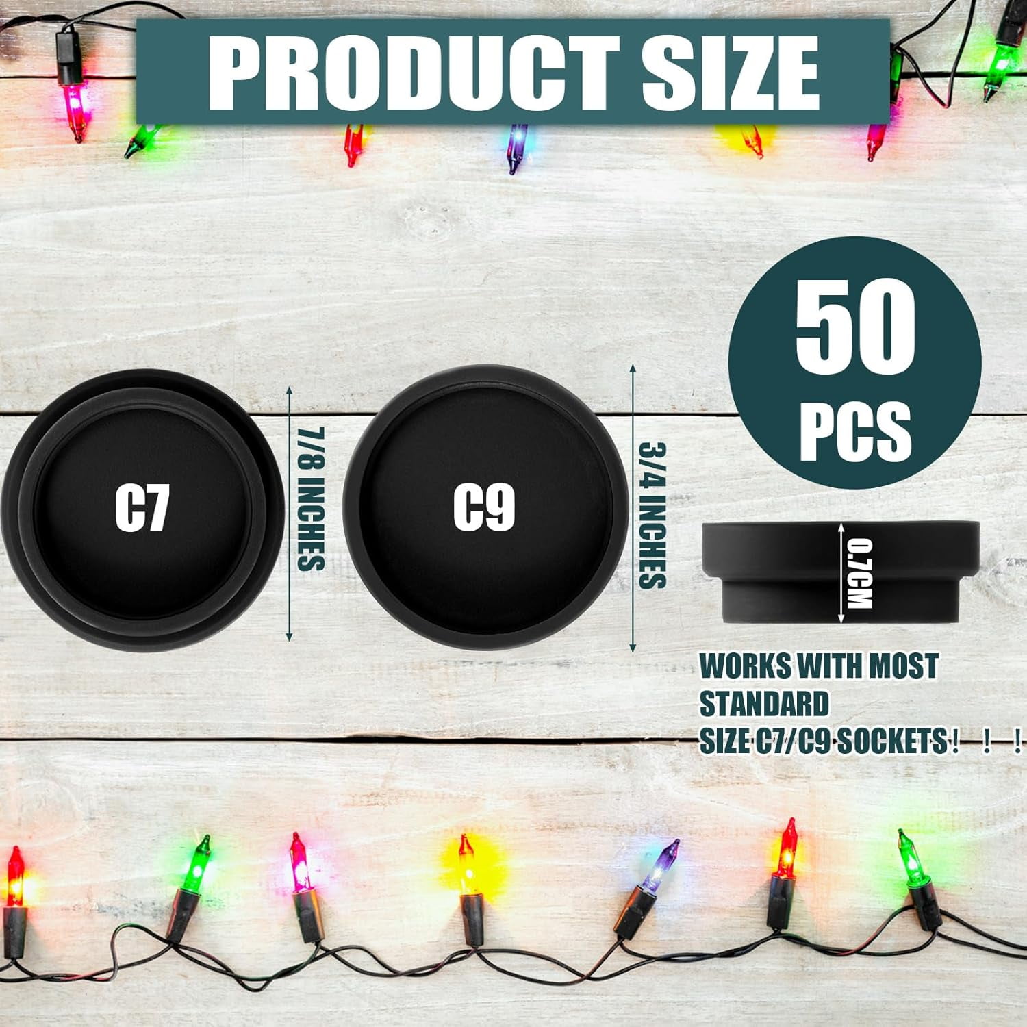 YJYCSAH-50 Pcs Christmas C9 C7 Socket Cap Light Bulbs Safety Plugs ...