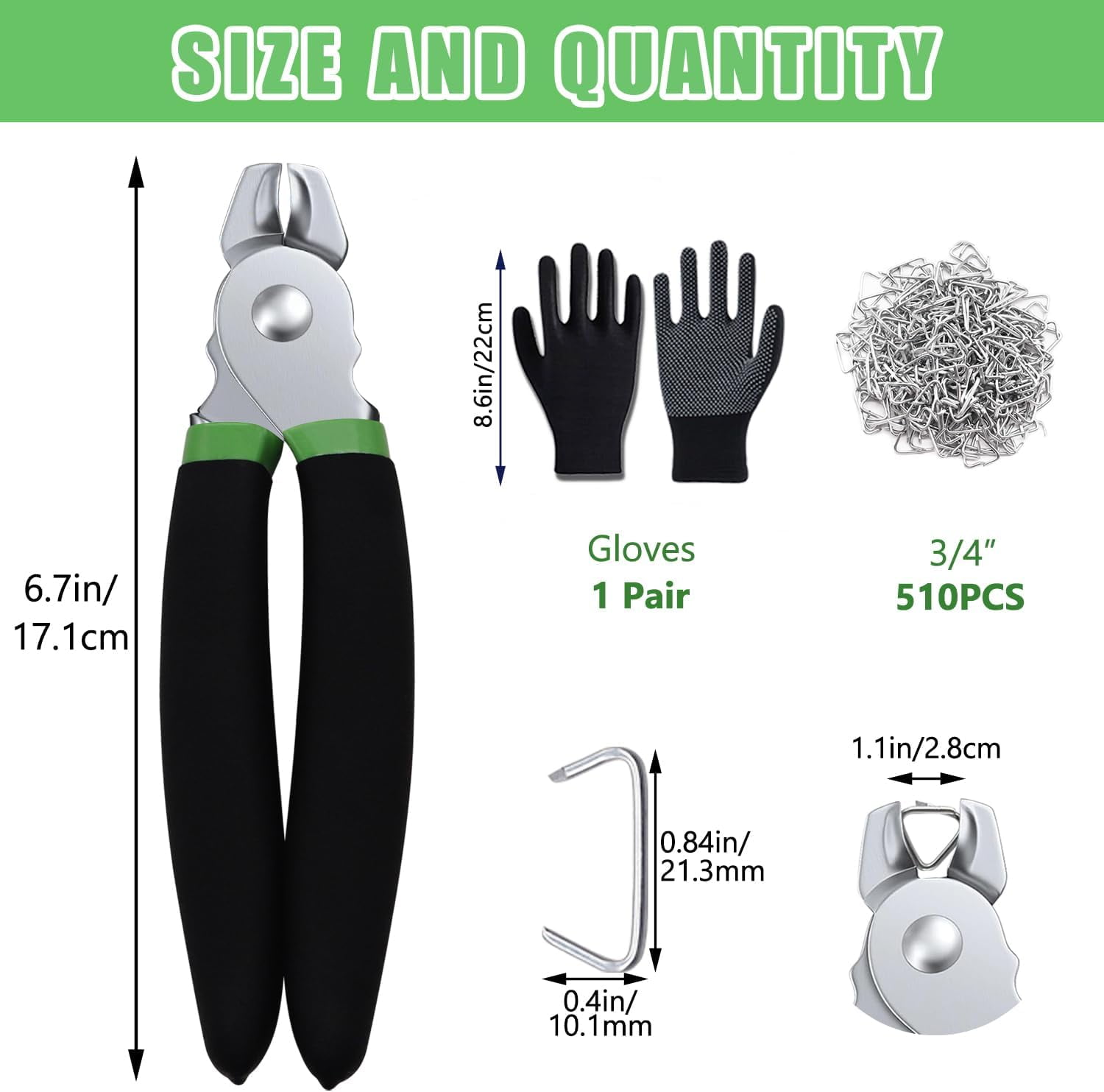 YJYCSAH-510 PCS Hog Ring Pliers Kit 3/4 Galvanized Hog Rings for Animal ...
