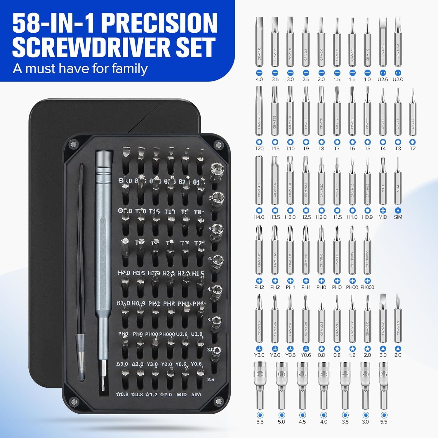 YJYCSAH-58 Piece Precision Screwdriver Set, Small Magnetic Screwdriver ...