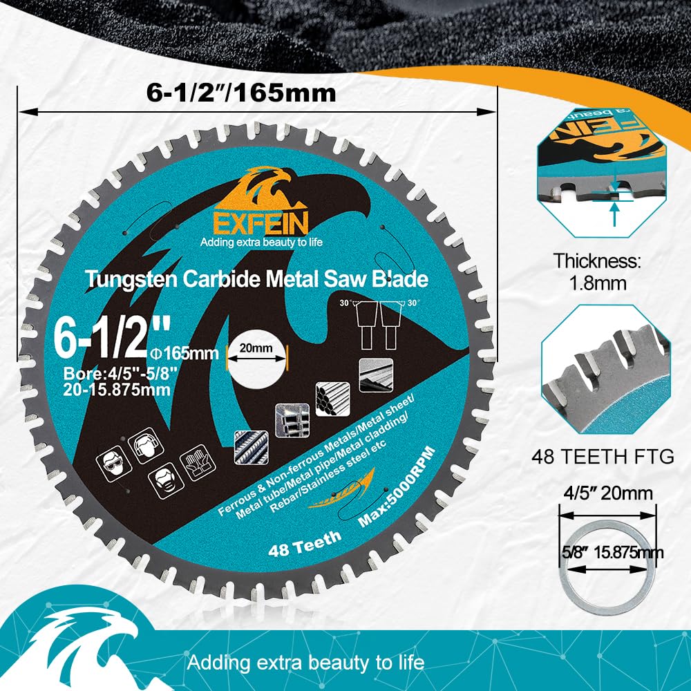 YJYCSAH-6-1/2" 48T Metal Circular Saw Blade - Tungsten Carbide Tipped ...