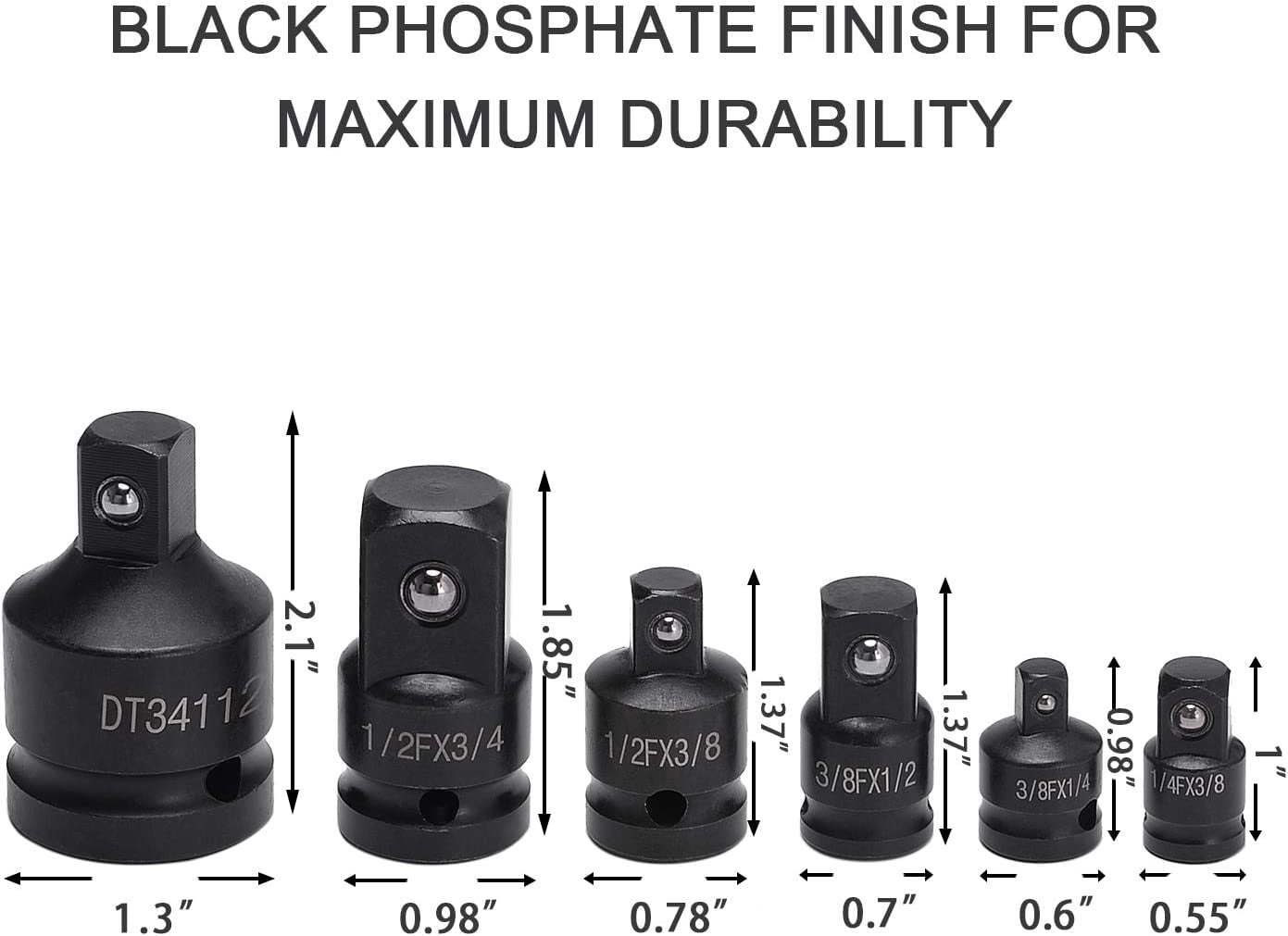 YJYCSAH-6-Piece Impact Adapter and Reducer Socket Set, 1/4 3/8 1/2 3/4 ...