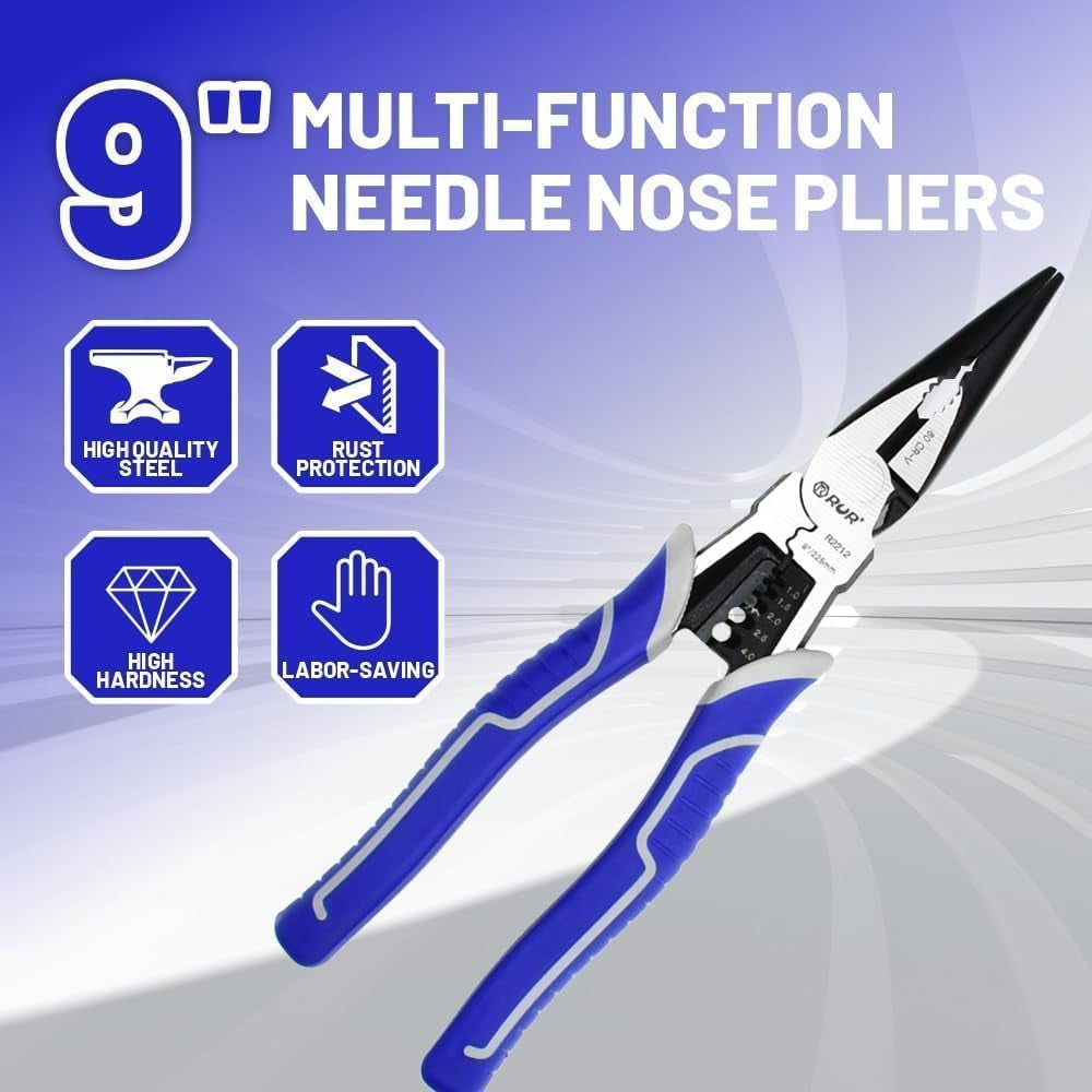 YJYCSAH-6-in-1 Multipurpose Needle Nose Pliers – 9" Heavy-Duty Wire ...