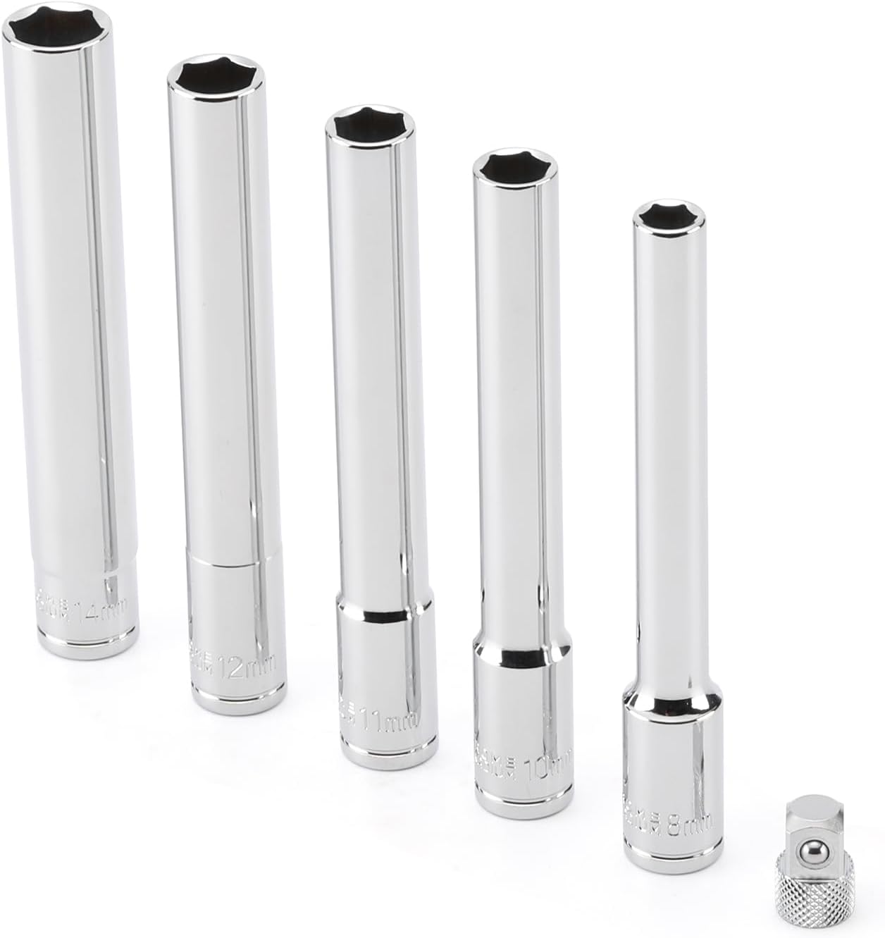 YJYCSAH-6PCS 3/8-Inch Drive Metric Deep Socket Set, 8-14MM Deep Sockets ...
